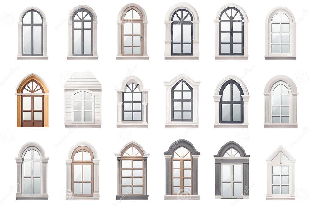 Collection of Different Window Styles. Ideal for Architectural Projects ...