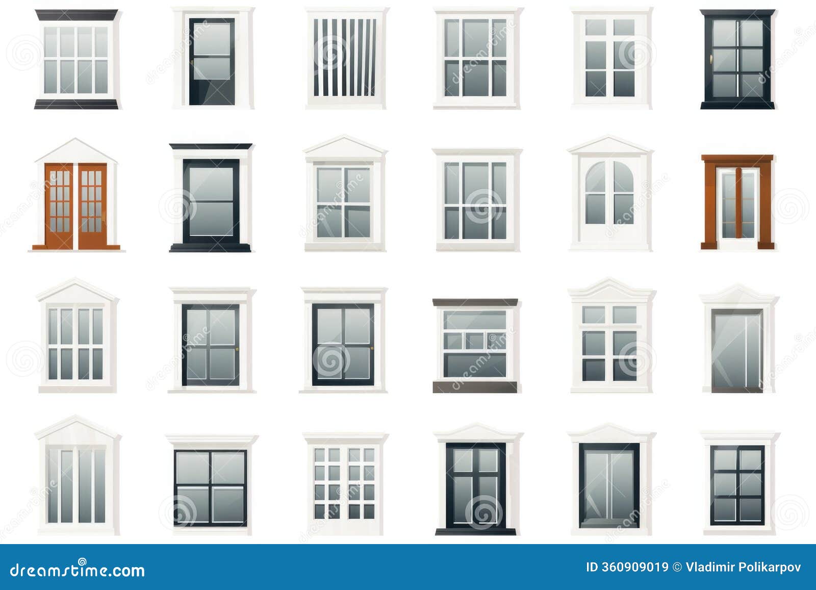 Collection of Different Window Styles, Suitable for Architectural ...