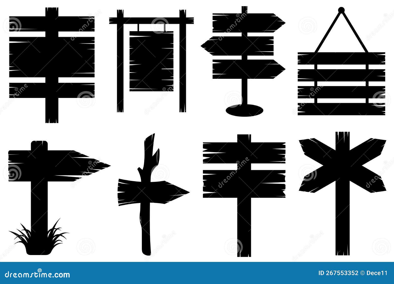 Wooden Signposts Vector, Wooden Signposts Silhouette, Wooden Signs ...