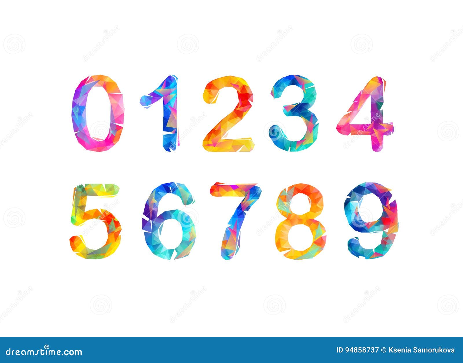 Set Collection Digits Symbol, Golden Texture Vector Illustration ...
