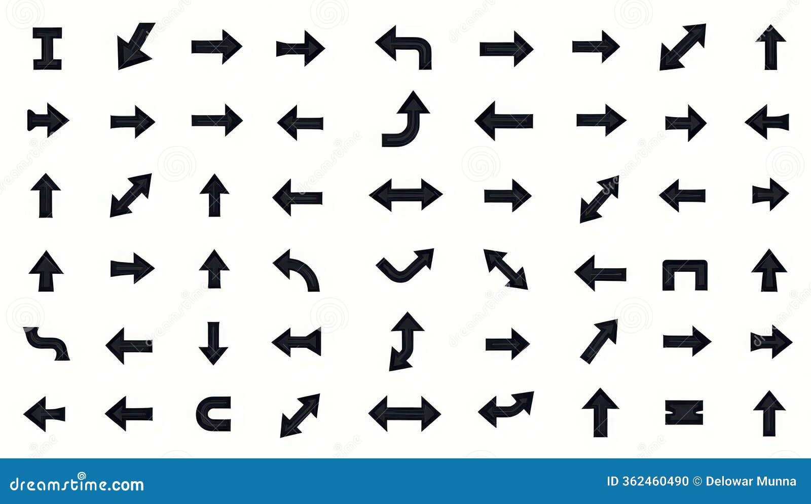 Collection of Directional Arrows in Various Styles on a Light ...