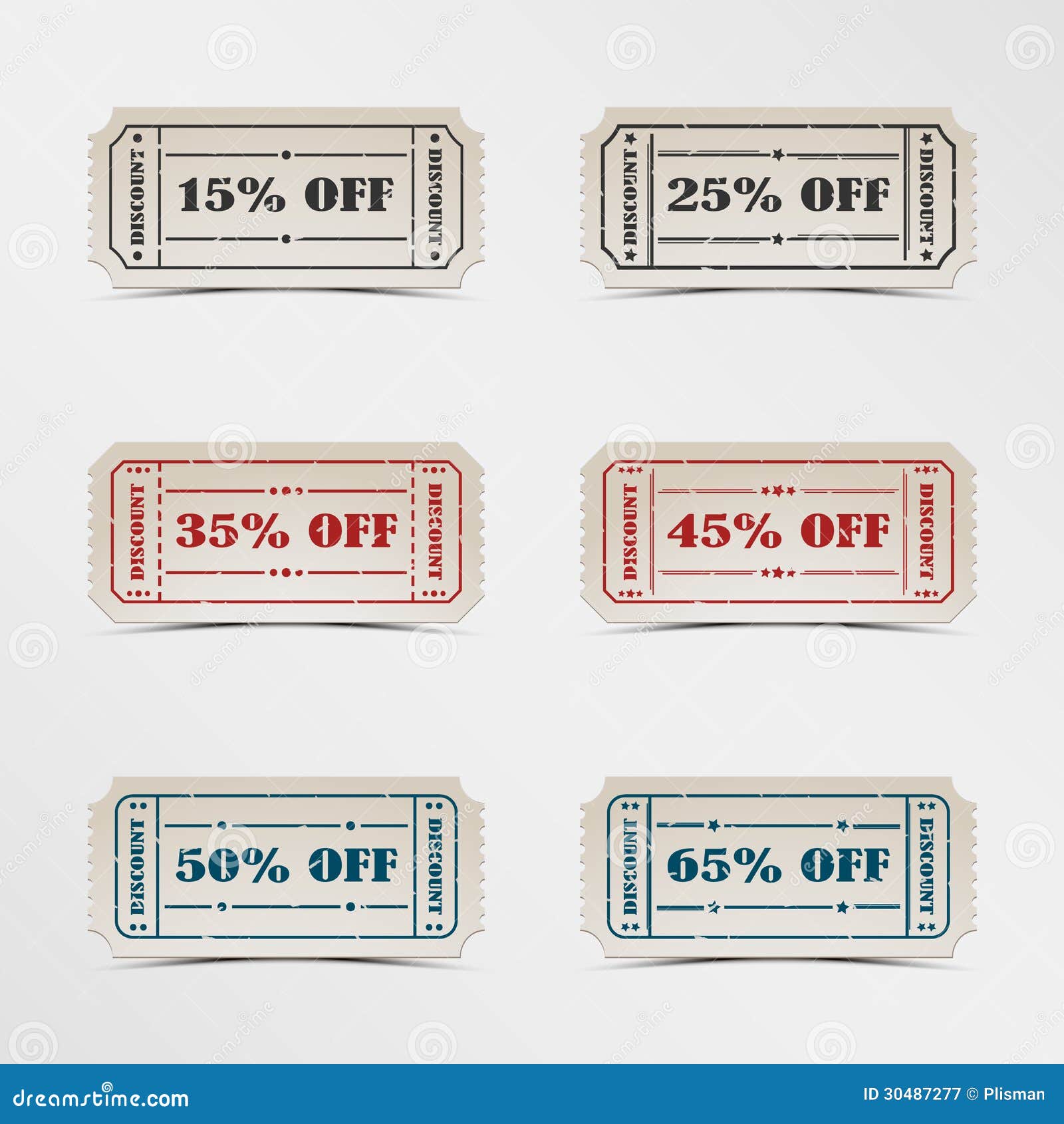 Collection Discount Vintage Ticket Stock Vector - Illustration of style ...