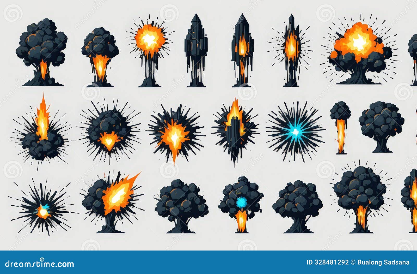 Collection 24 Distinct Explosion-like Shapes in Various Stages ...