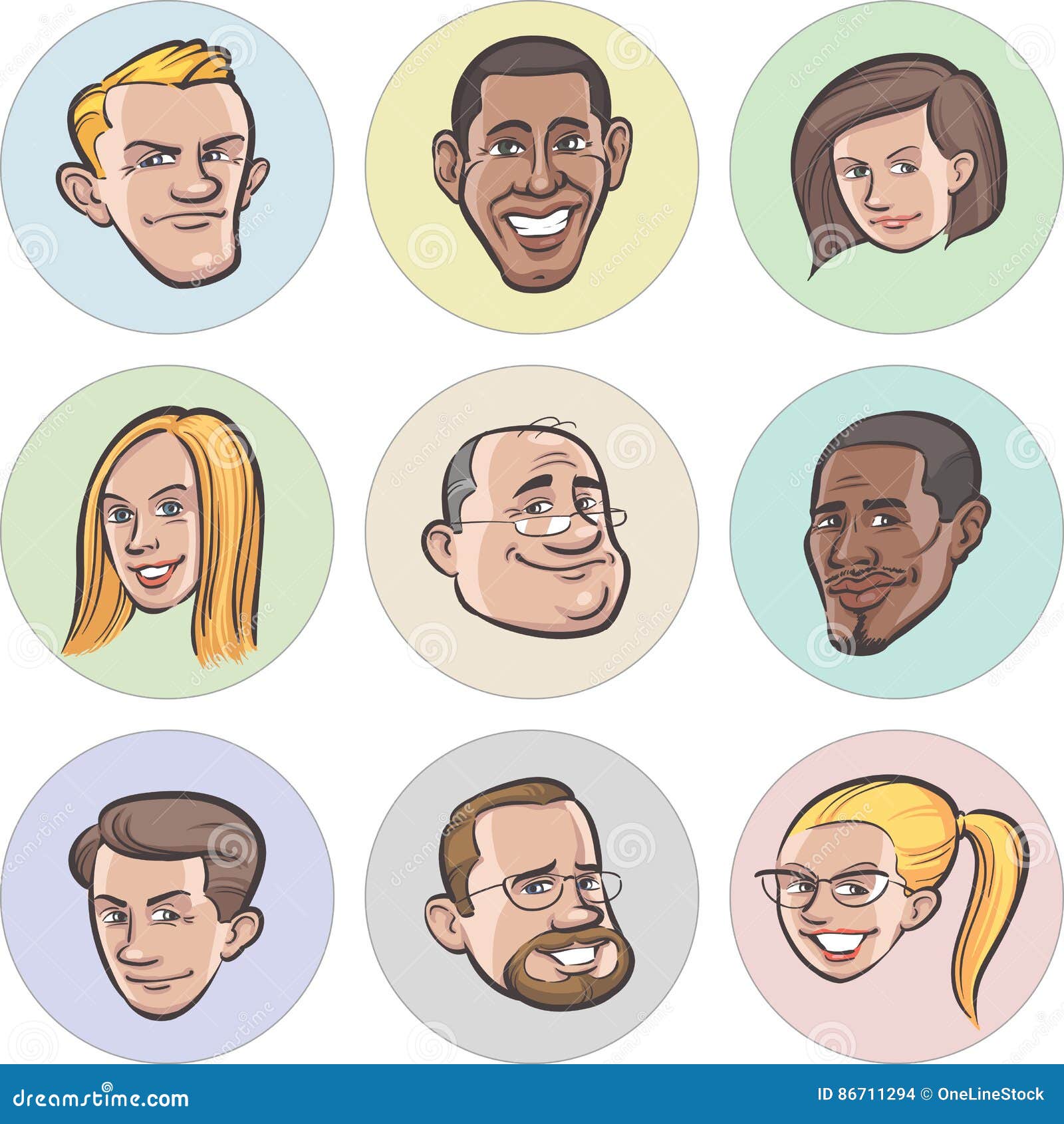 Collection of Diverse Cartoon Vector People Faces Stock Vector ...
