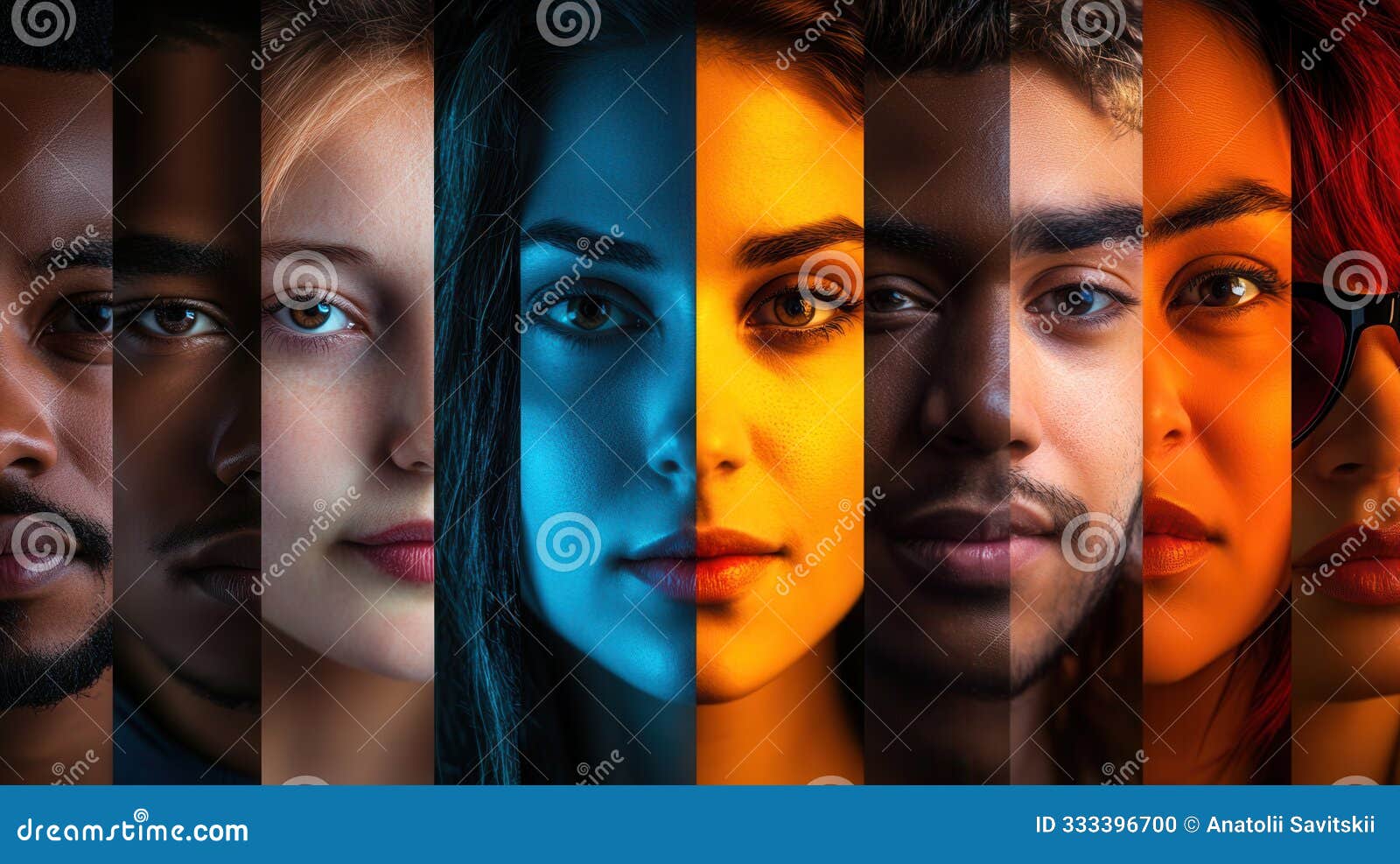 A Collection of Diverse Faces Separated by a Sharp Line, Illustrating ...