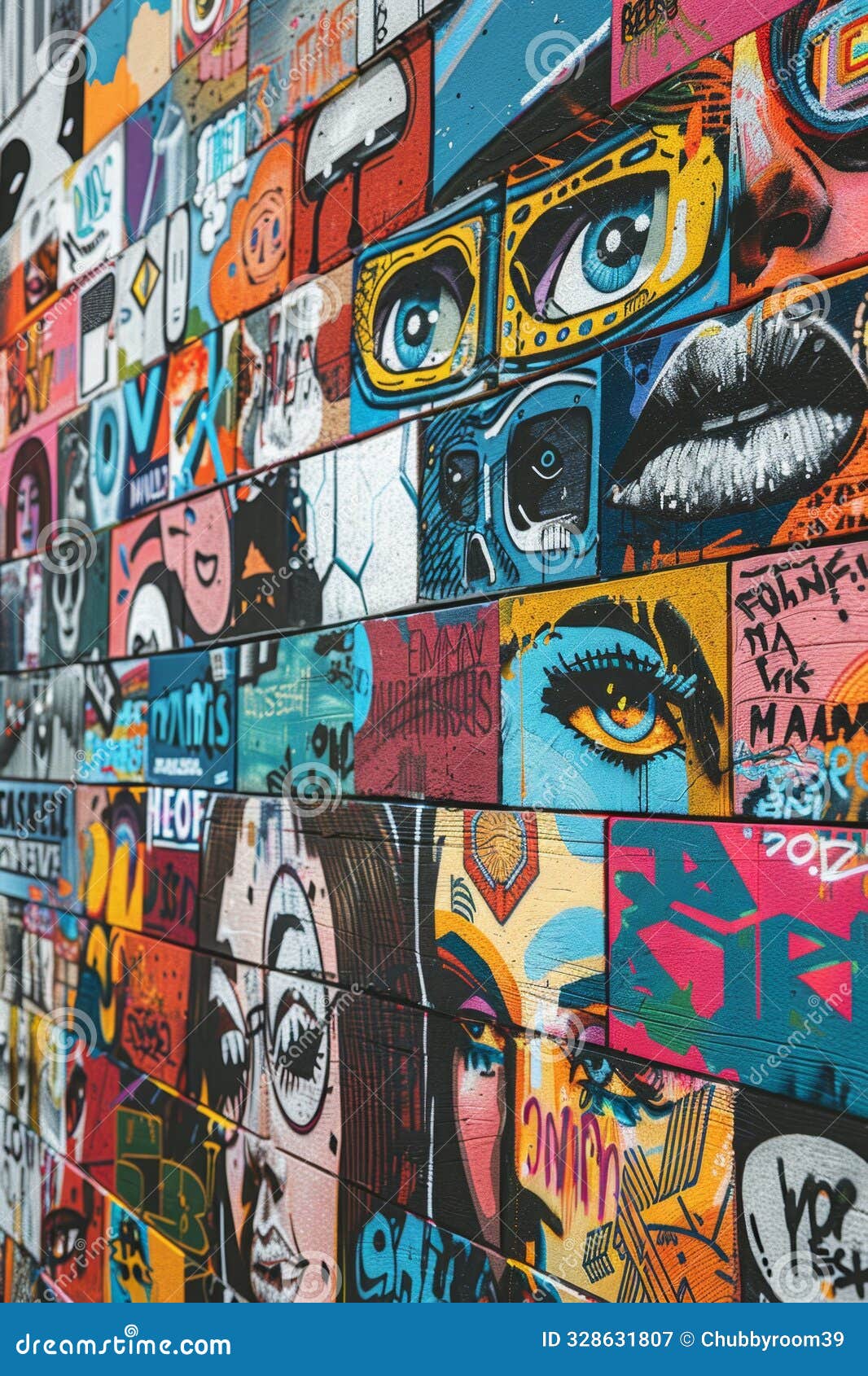 A Collection of Diverse Graffiti Art Pieces Displayed on a Urban Wall ...