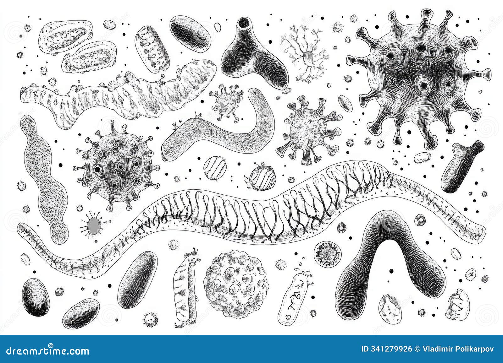 A Collection of Diverse Microorganisms with Unique Shapes and ...