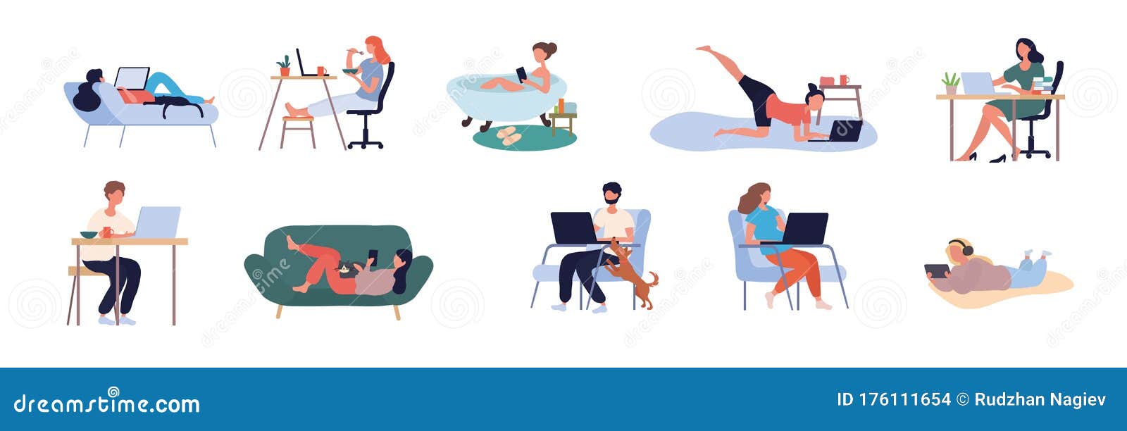 Collection of Diverse People Using the Internet Stock Vector ...