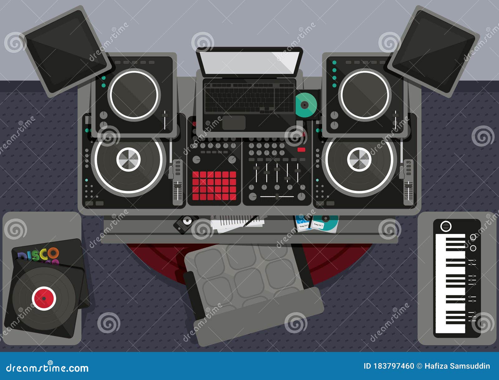 Collection of Dj Musical Equipments. Vector Illustration Decorative ...