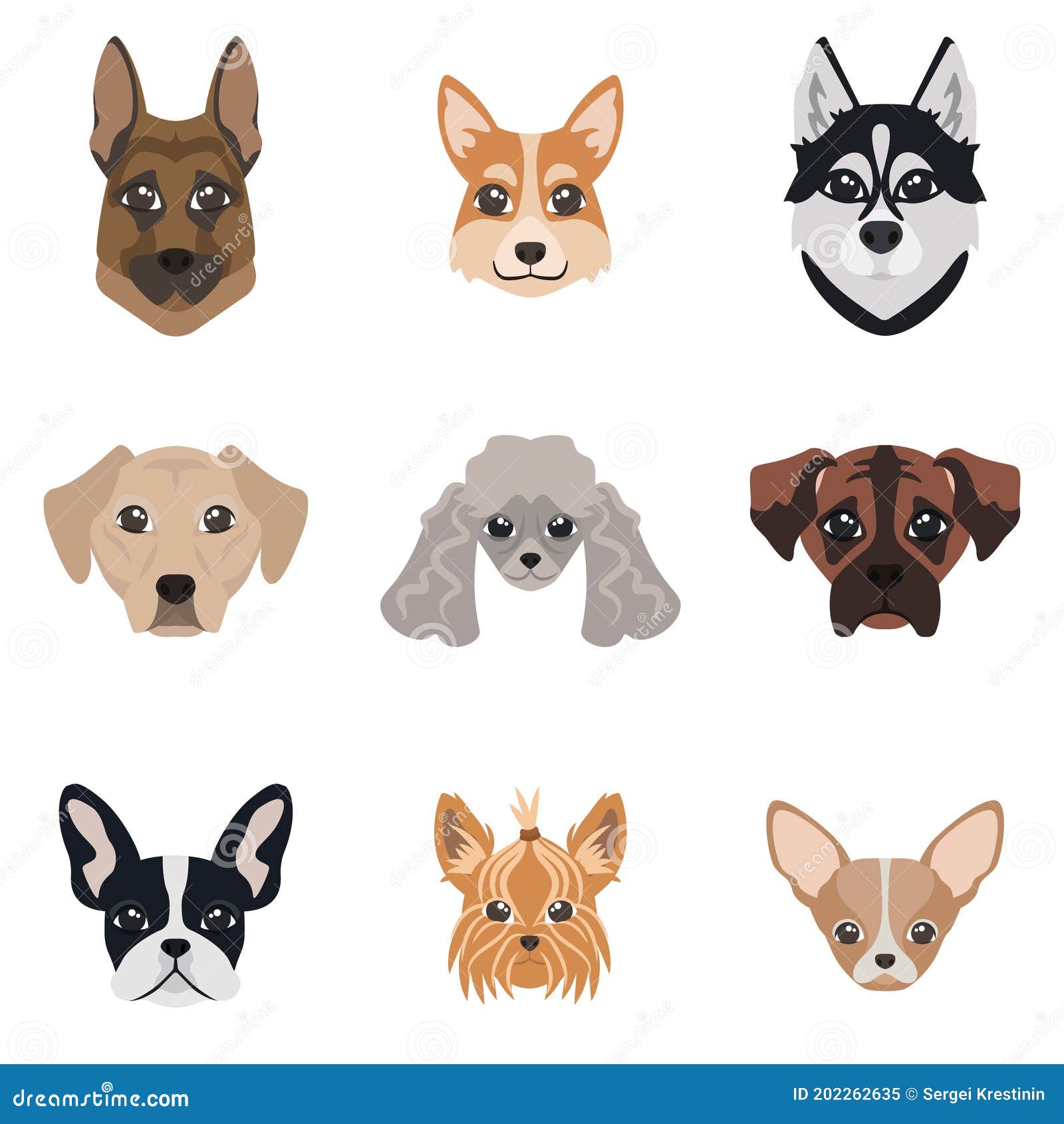Collection of dog faces stock illustration. Illustration of labrador ...