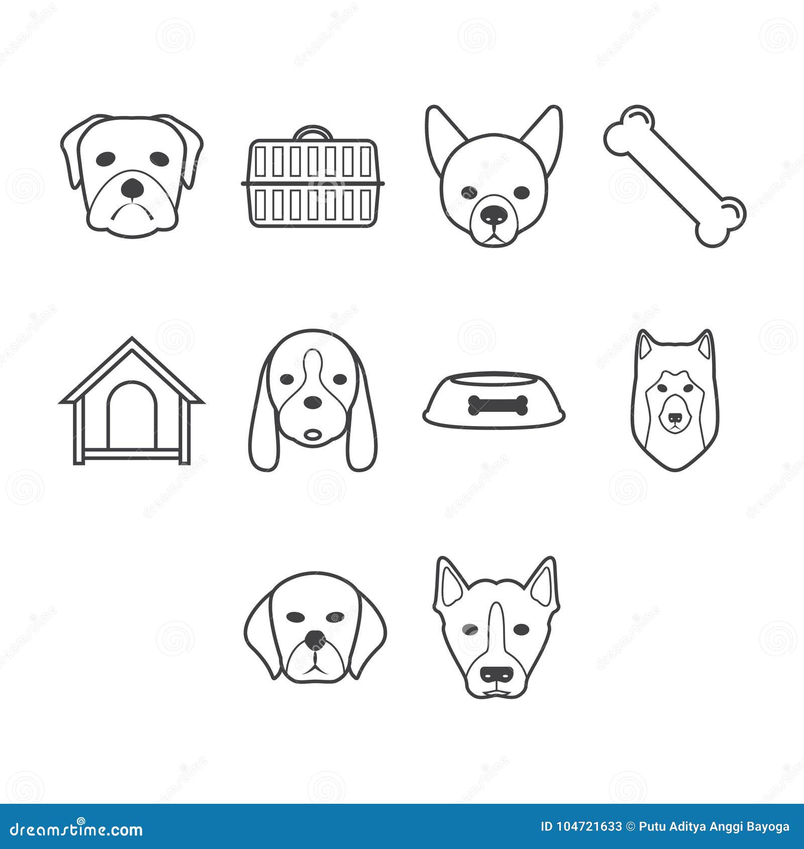 Thin line dog icon set stock vector. Illustration of house - 104721633