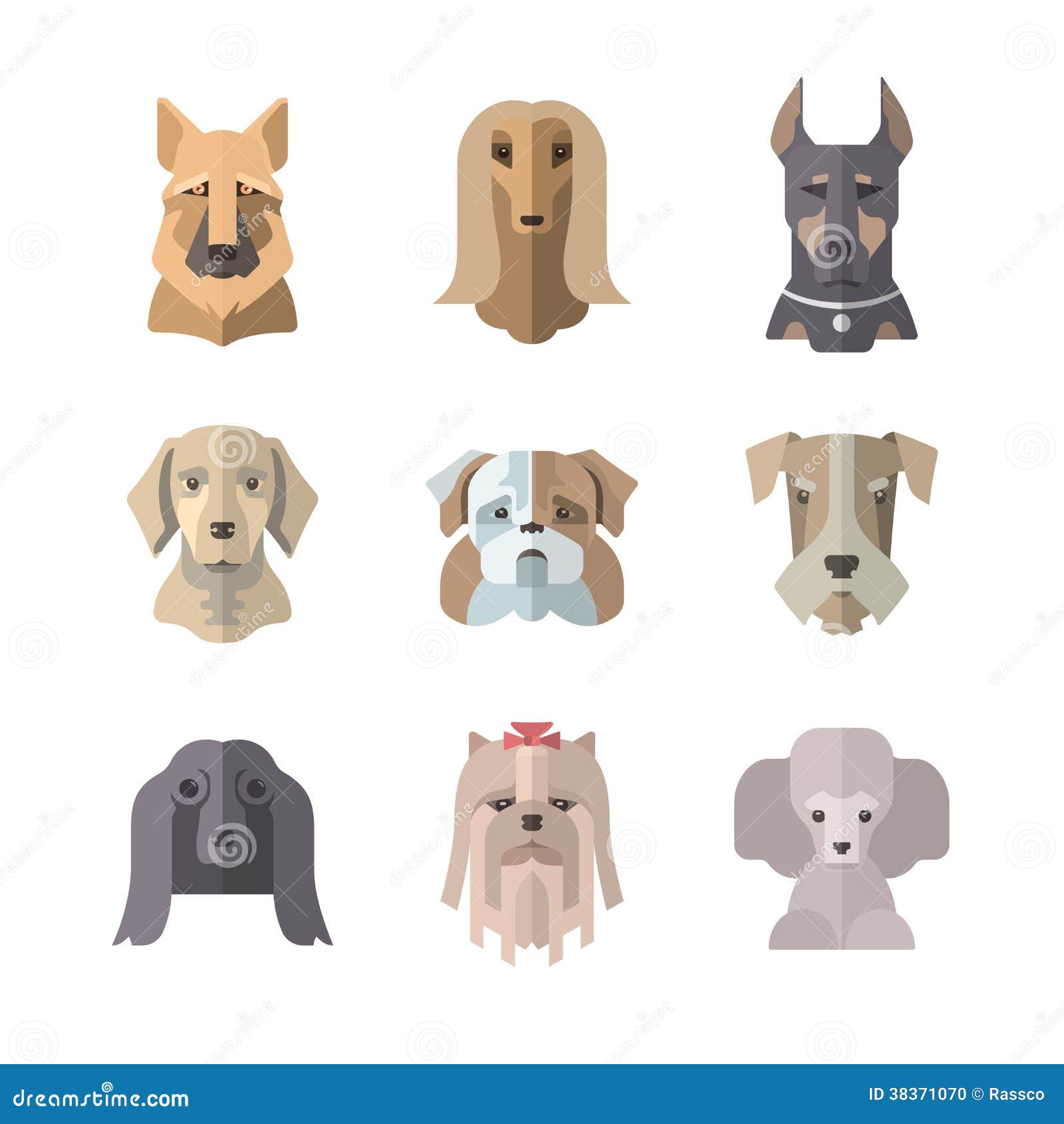 Collection of Dog Icons in Flat Style Stock Vector - Illustration of ...