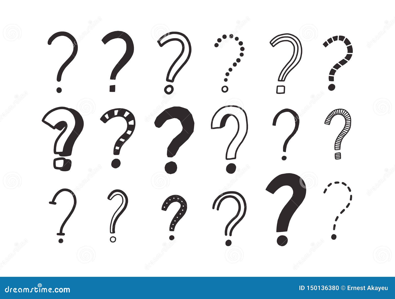Collection of Doodle Drawings of Question Marks. Bundle of ...