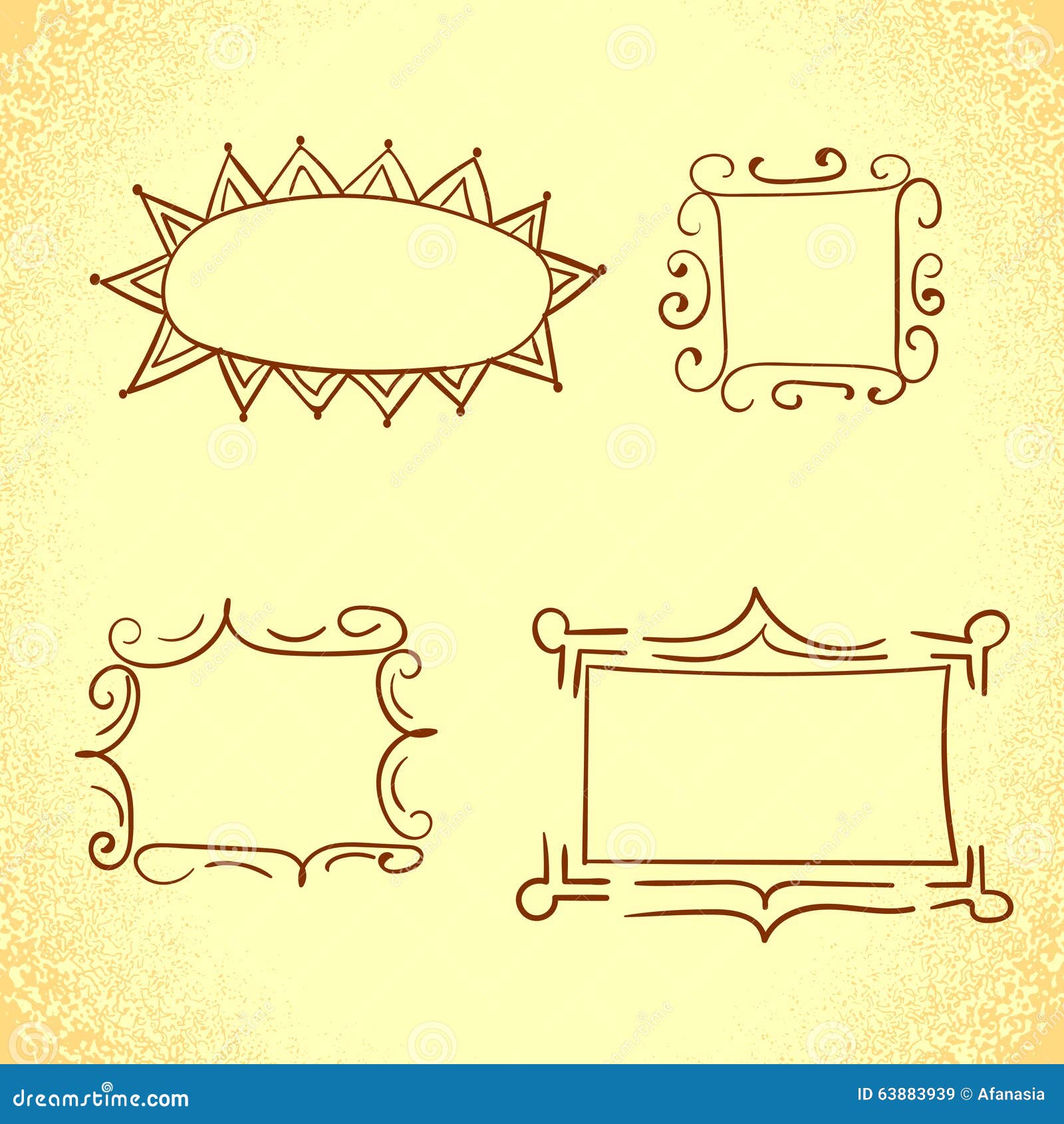 Collection of Doodle Frames. Stock Vector - Illustration of swirl ...