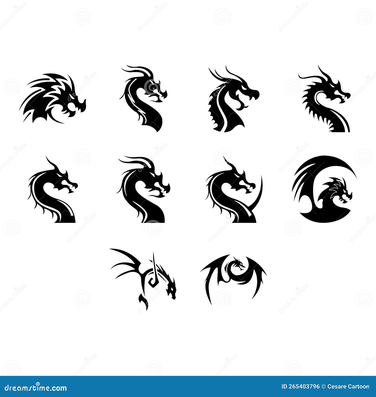 Dragon icon set stock vector. Illustration of icon, logo - 265403796