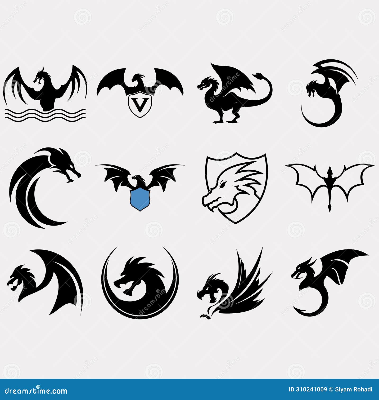 Collection of dragon logos stock vector. Illustration of wing - 310241009