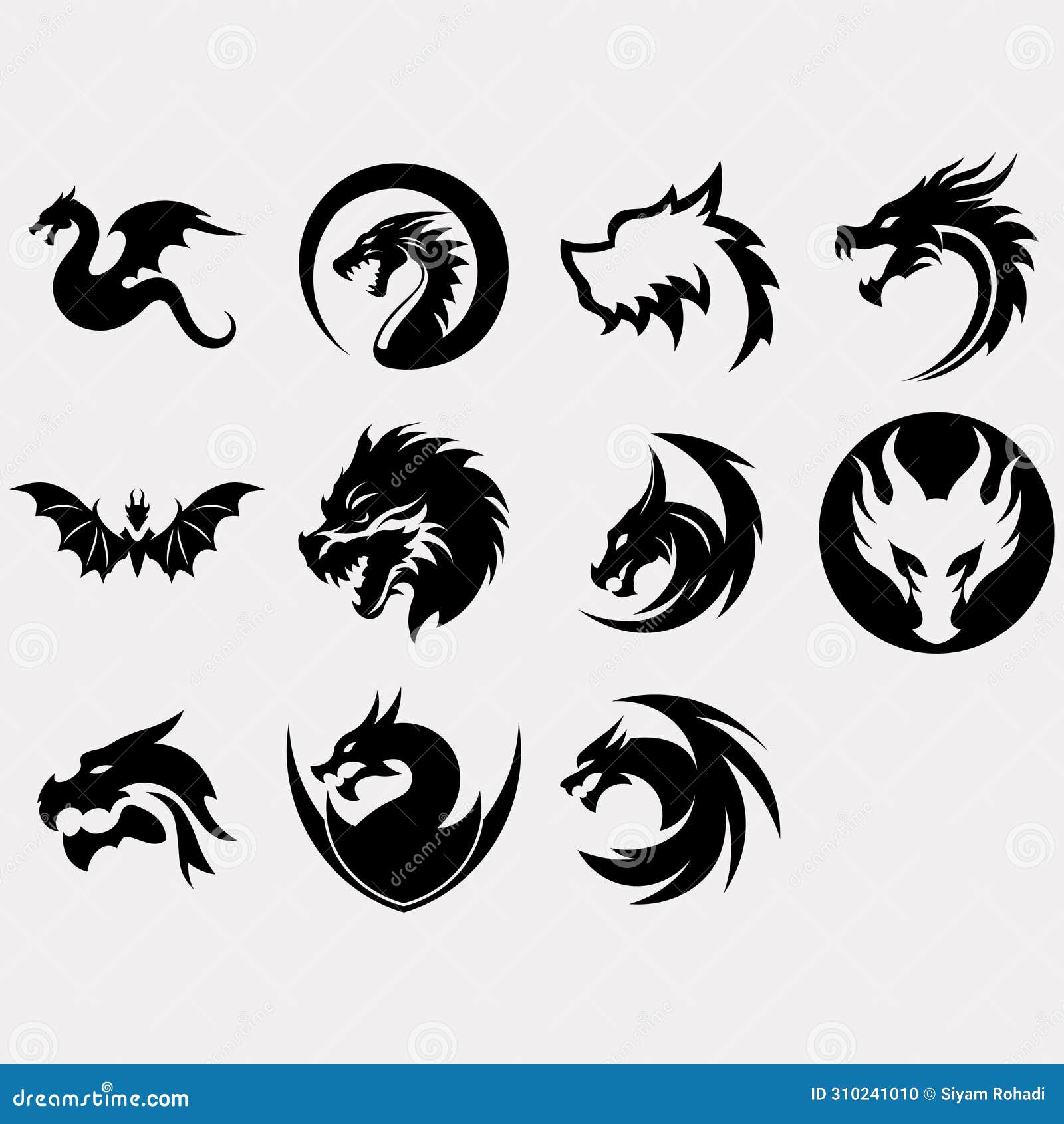 Collection of dragon logos stock vector. Illustration of zodiac - 310241010