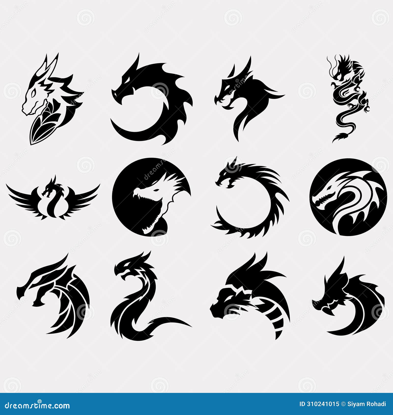 Collection of dragon logos stock vector. Illustration of emblem - 310241015