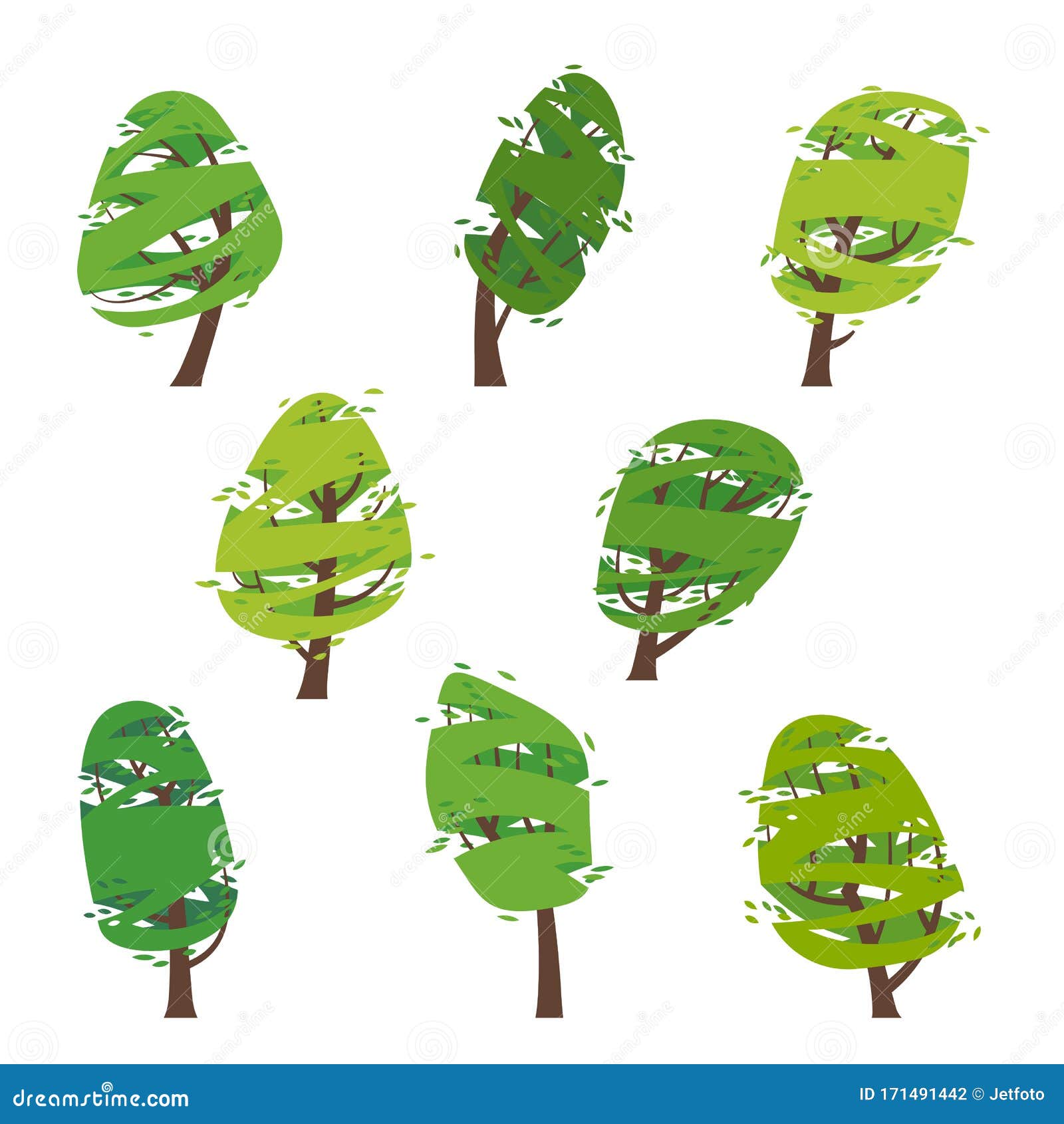 Collection of Drawings of Stylized Green Trees Stock Vector ...