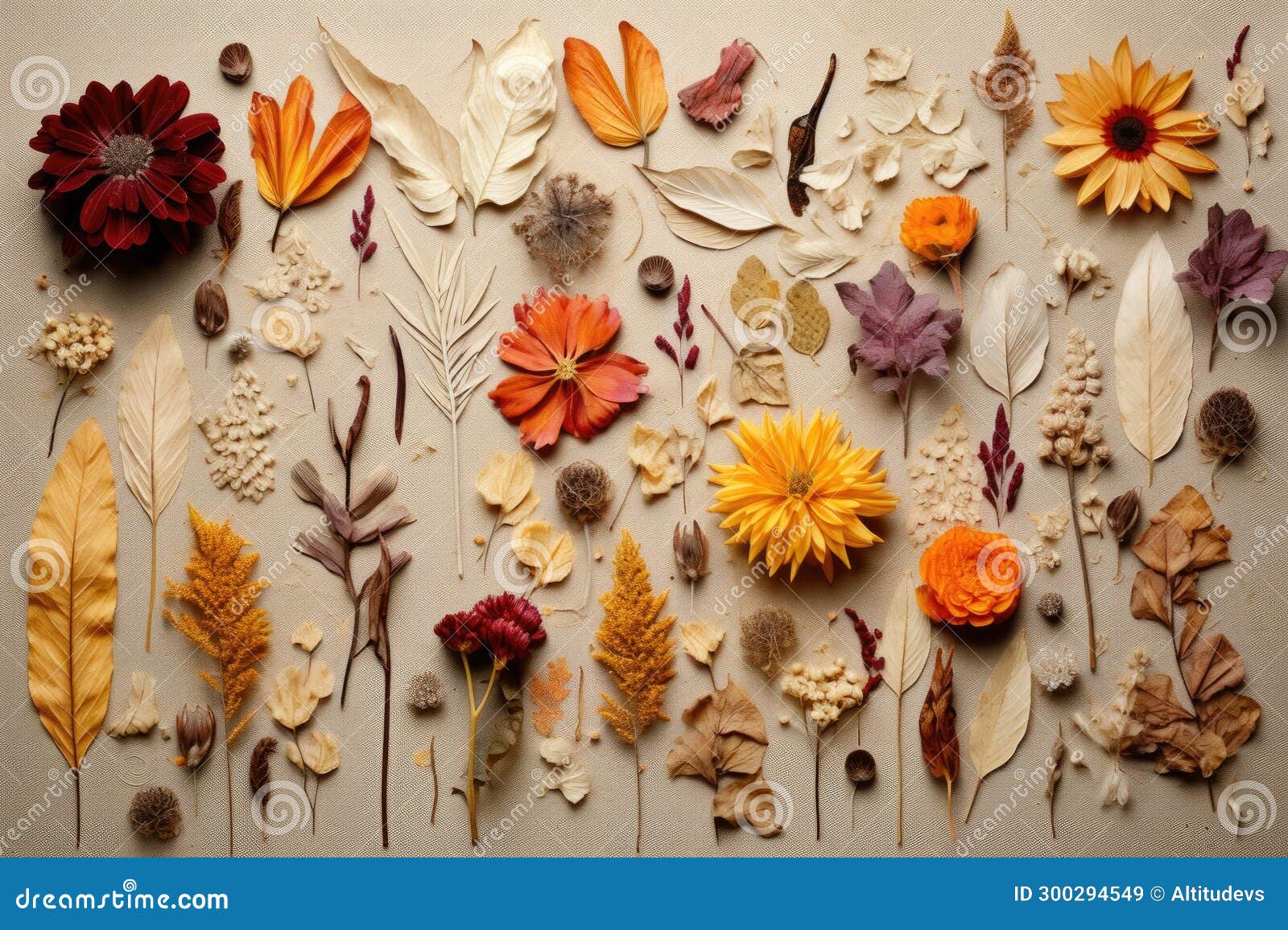 A Collection of Dried Leaves and Petals Creating a Natural Collage ...