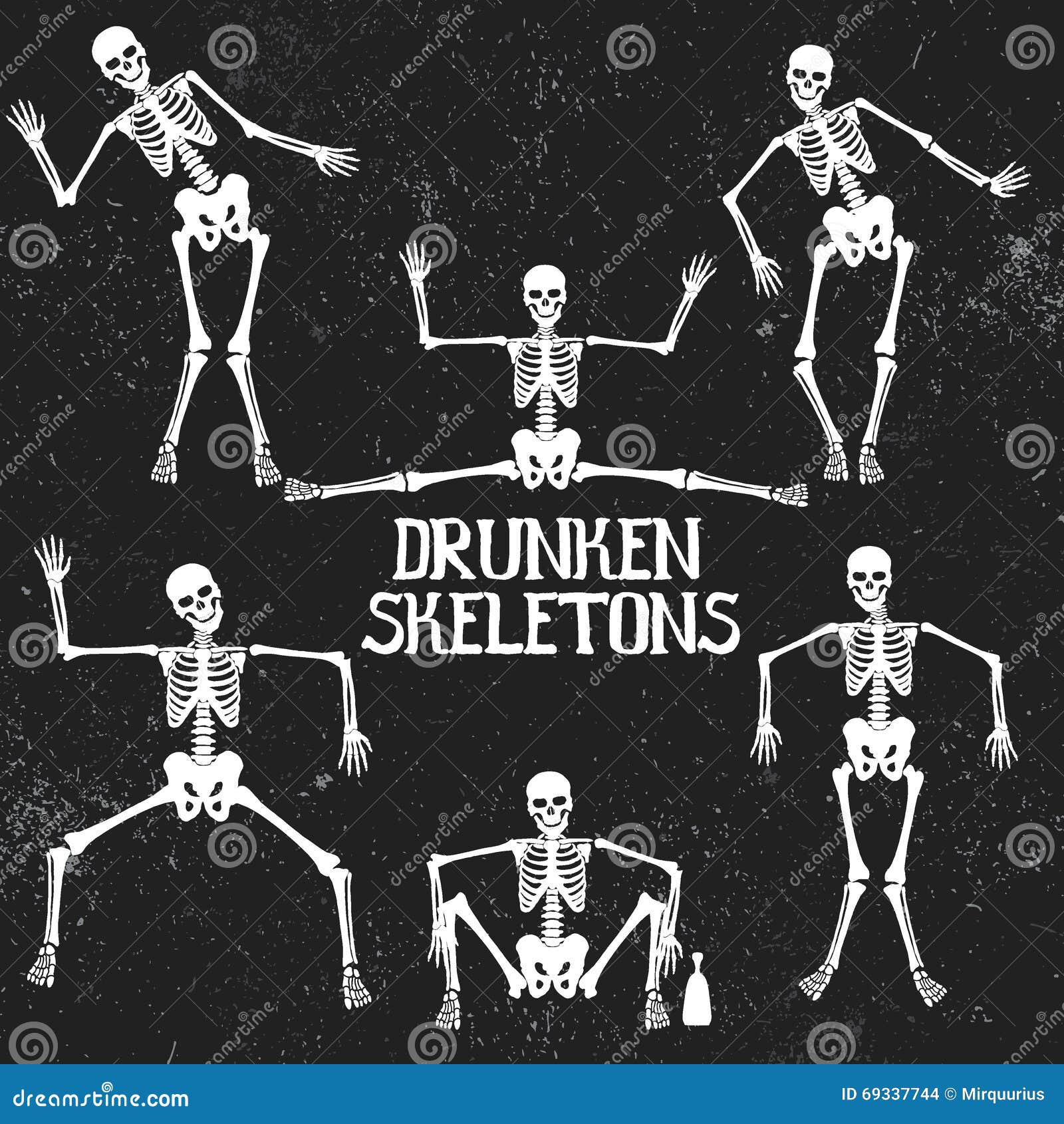 Drunk Skeletons Cartoon Vector | CartoonDealer.com #22175175