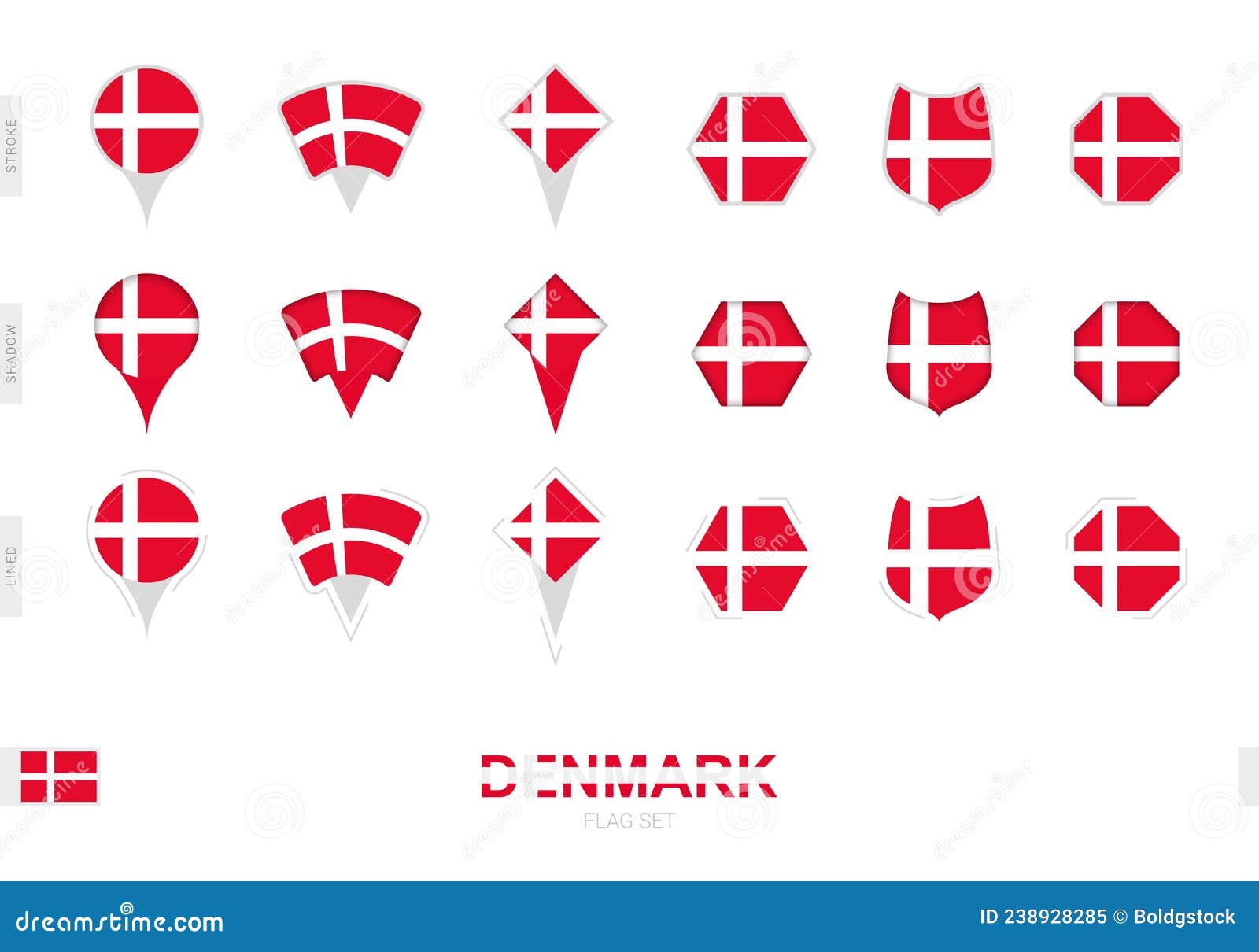 Collection Du Drapeau Denmark Sous Différentes Formes Et Avec Trois ...