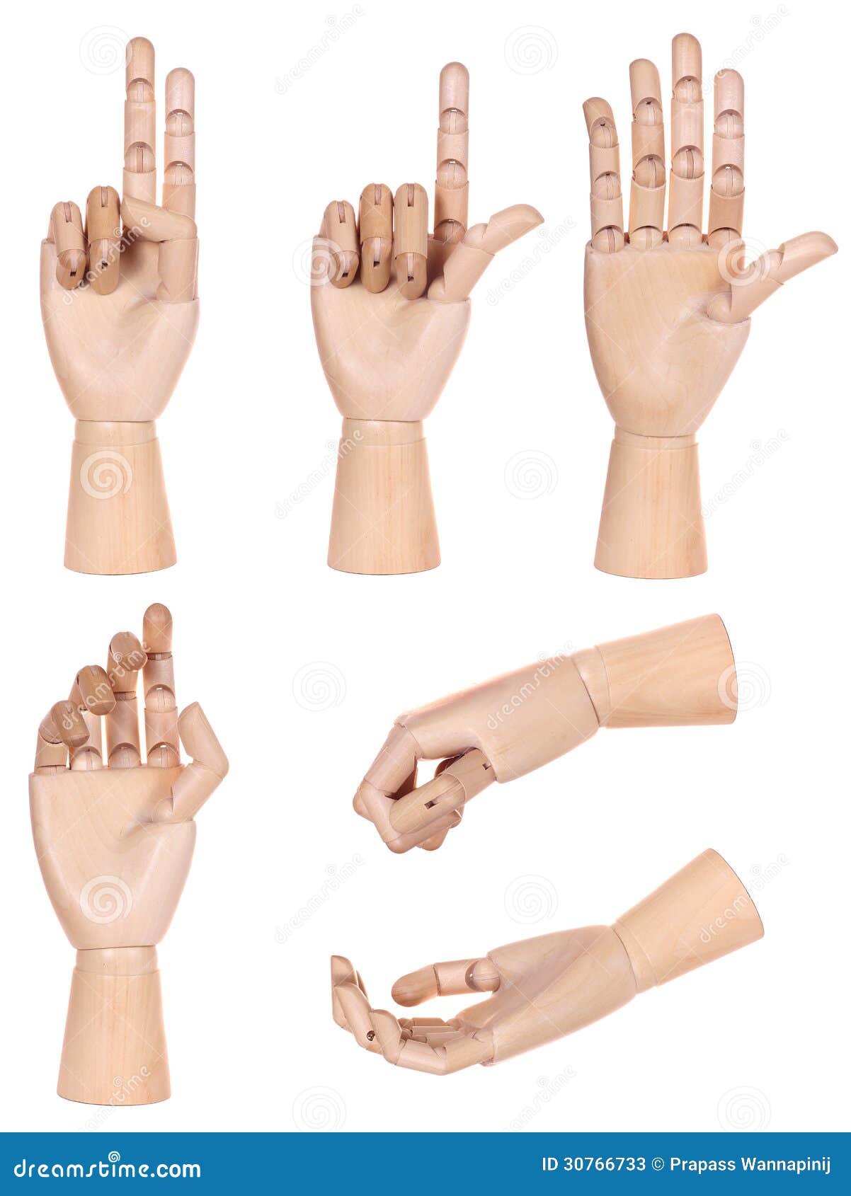 Collection Du Geste De Main Humain En Bois Factice D'isolement Image ...