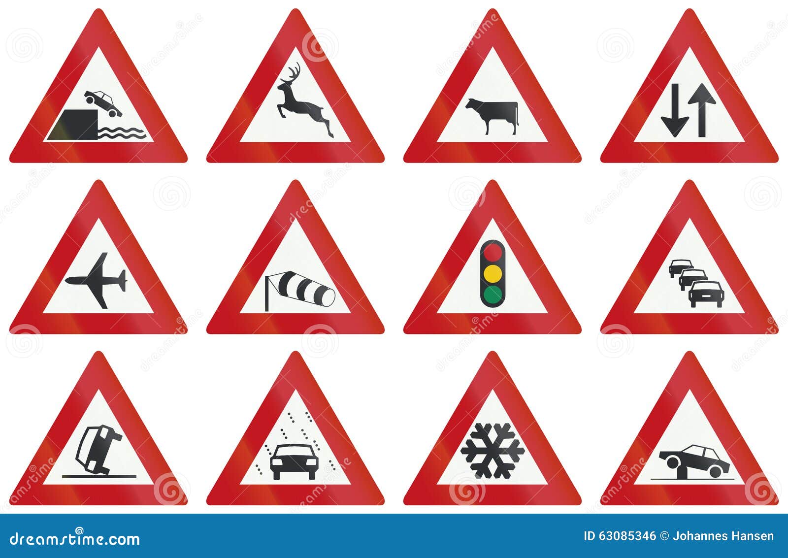 Collection of Dutch Warning Road Signs Stock Illustration ...