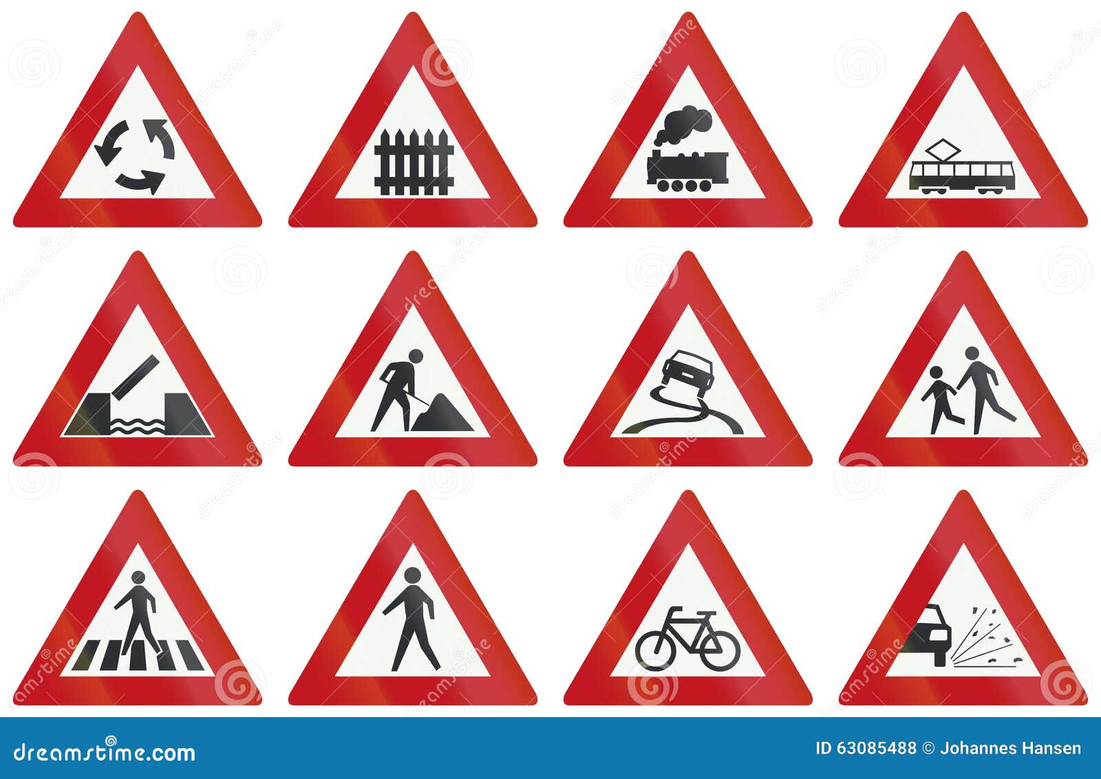 Collection of Dutch Warning Road Signs Stock Illustration ...