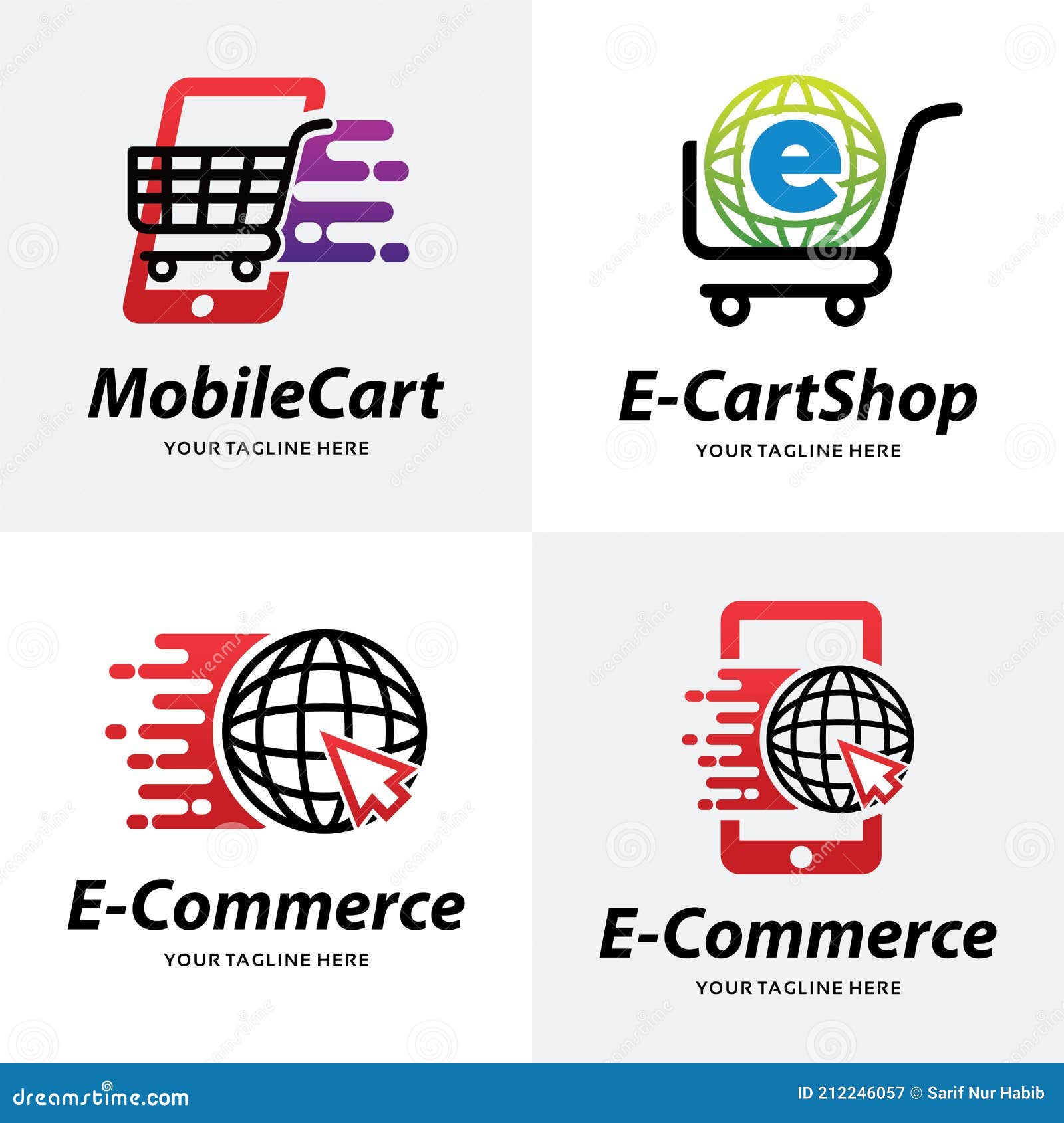 Collection of E-Commerce Logo Template Design Template Stock Vector ...