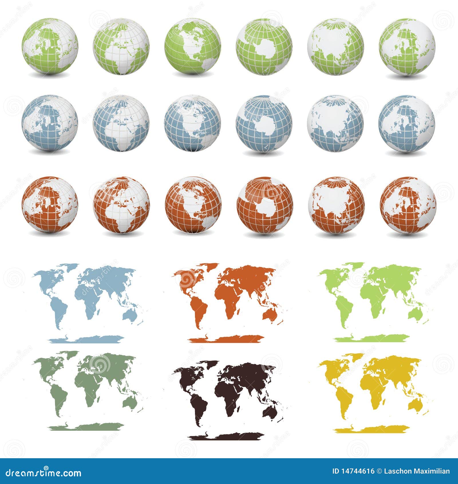 Collection of Earth Globes stock illustration. Illustration of world ...