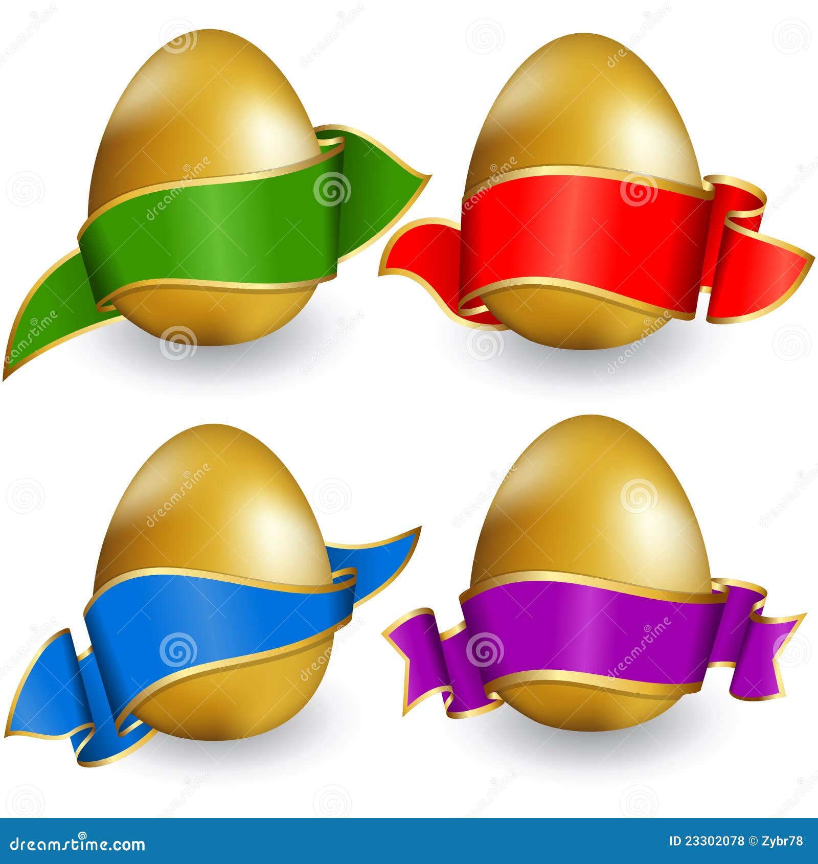 Collection Easter Egg with Ribbon Stock Vector - Illustration of ...