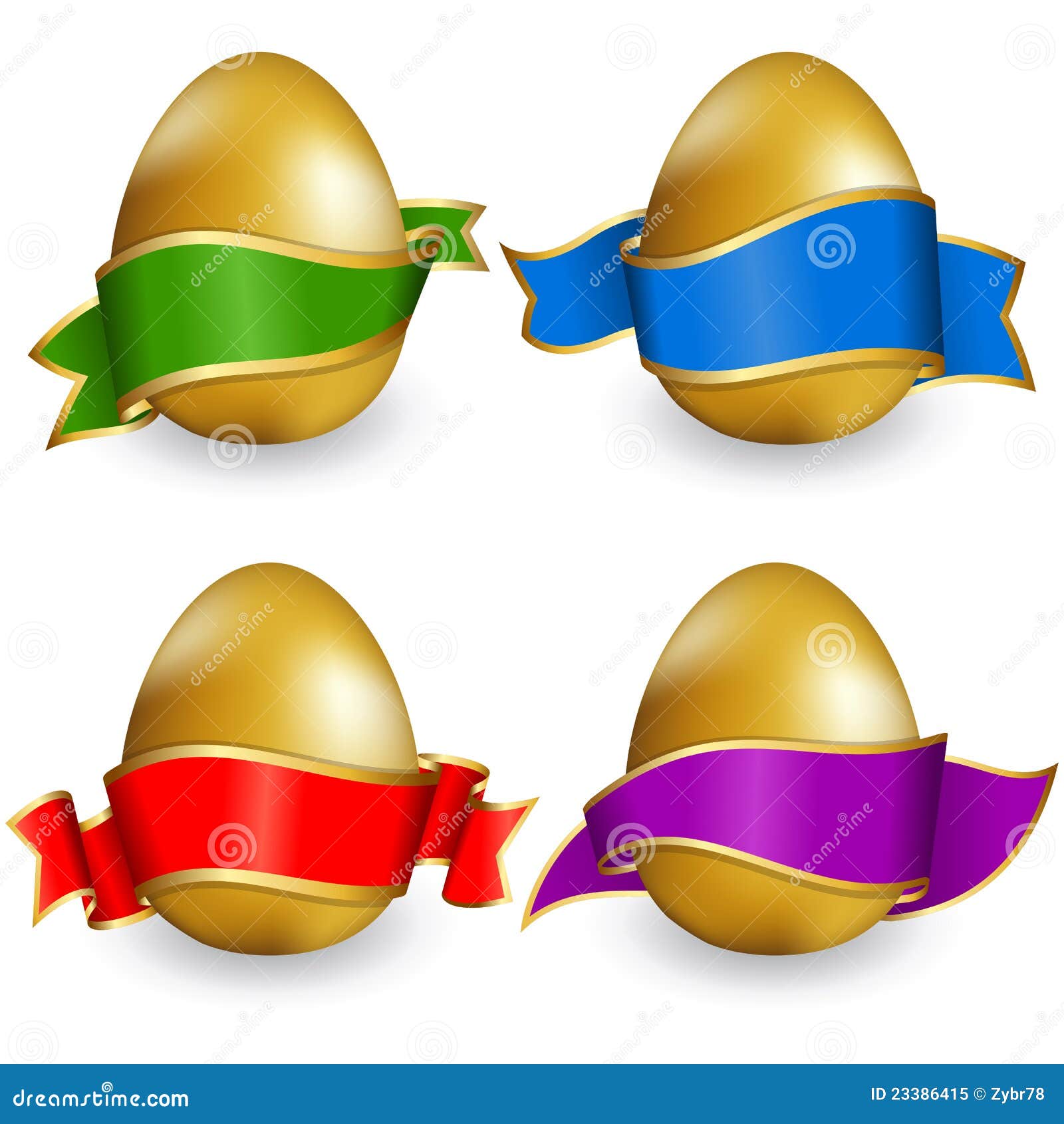 Collection Easter Egg with Ribbon Stock Vector - Illustration of gold ...