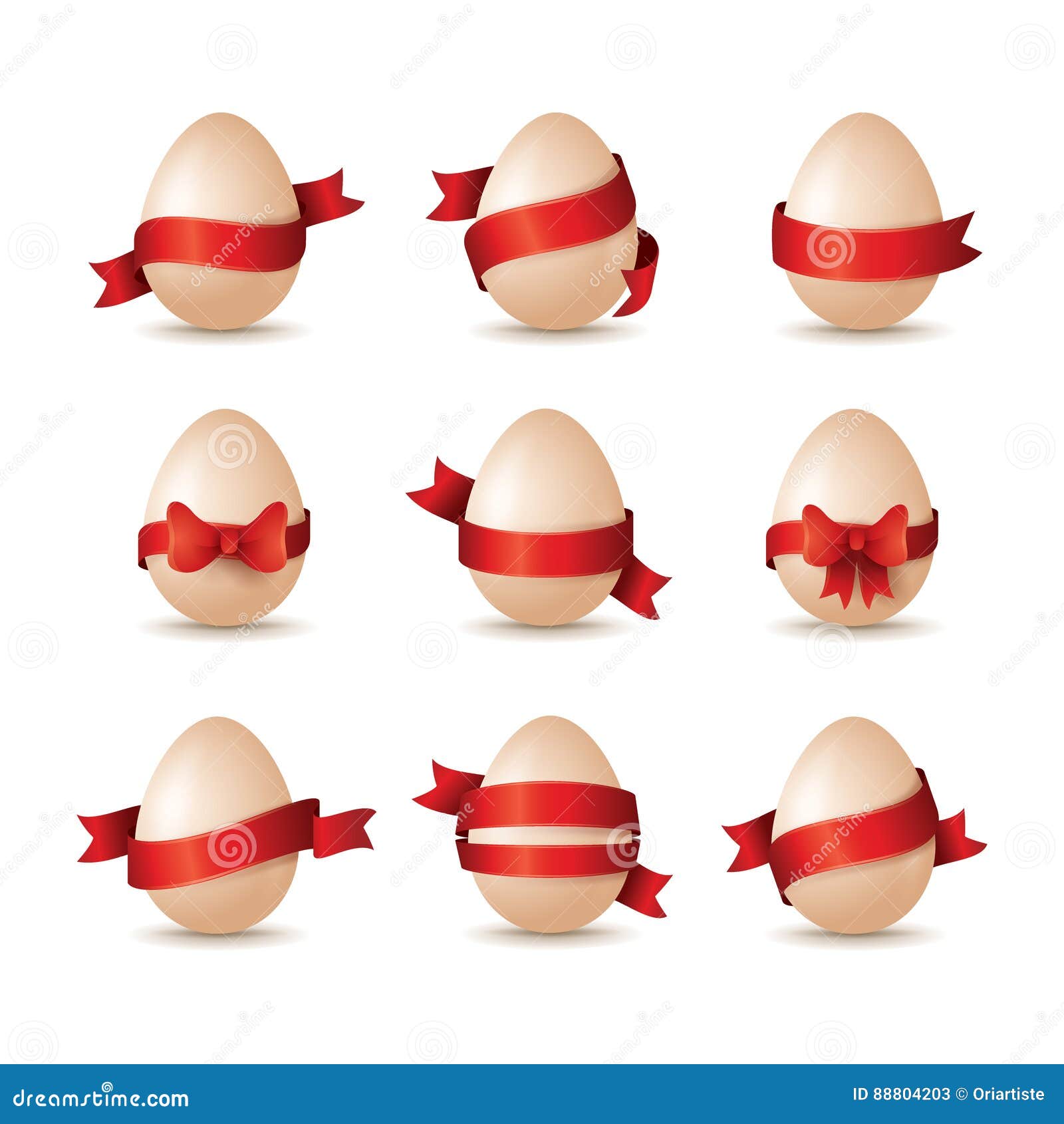 Collection of Easter Eggs with Ribbon Stock Vector - Illustration of ...