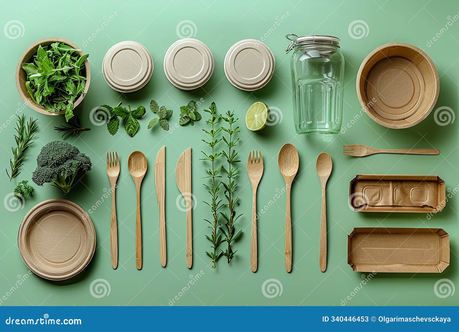 Collection of Eco Utensils and Containers Made from Biodegradable ...