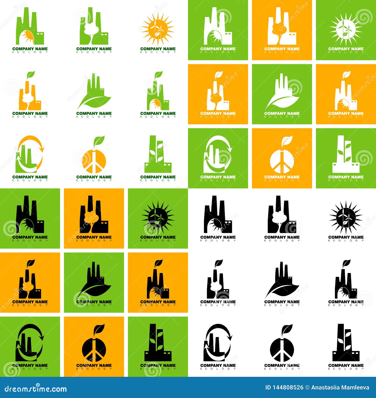 Collection of Ecological Logos on the Topic of Waste Processing and ...