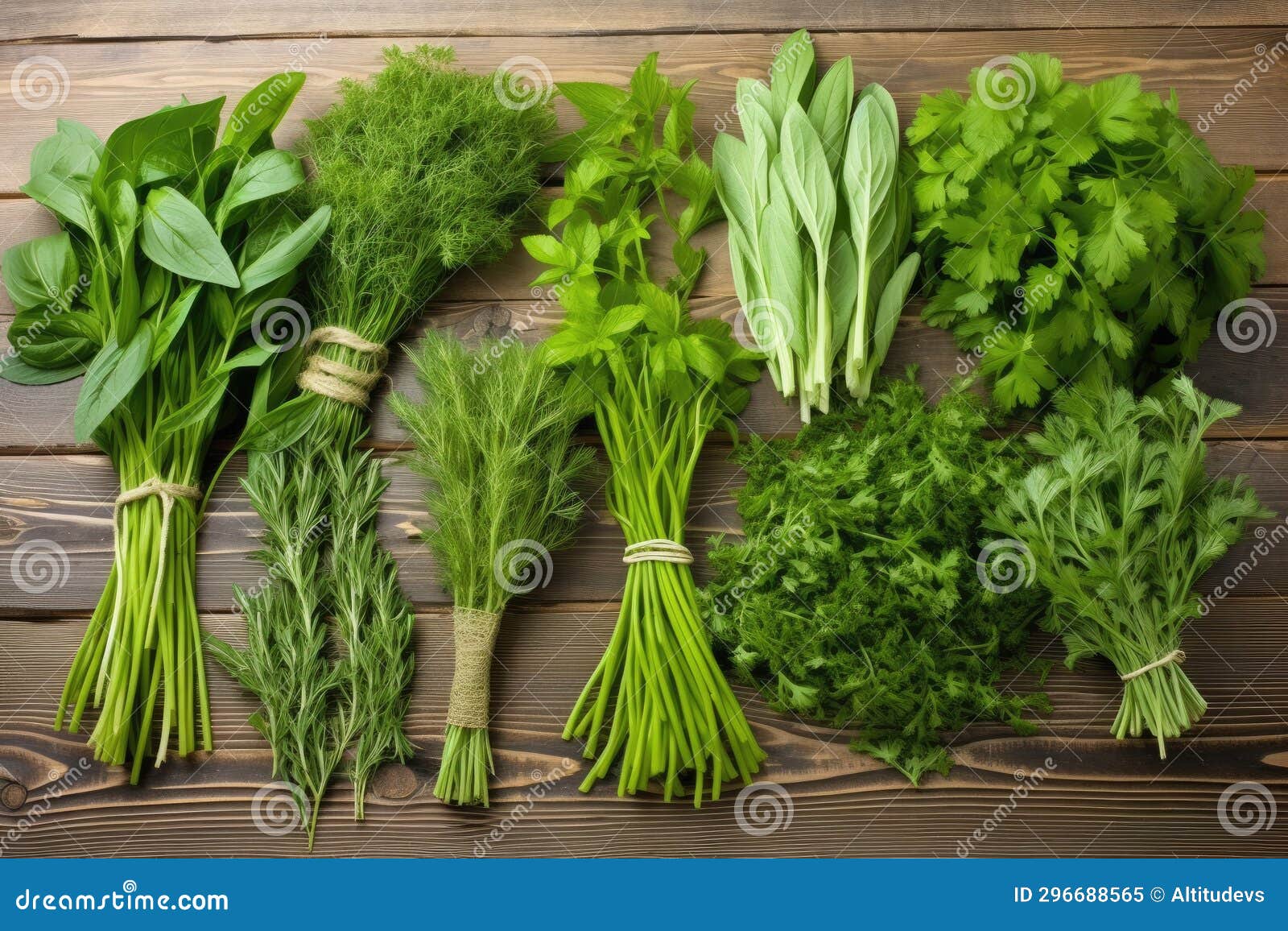 Collection of Edible Herbs on a Wooden Table Stock Image - Image of ...