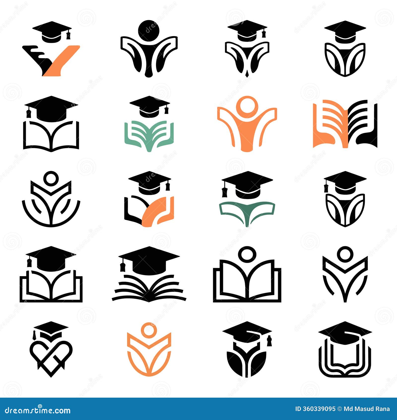 Collection of Education-Themed Logos in Various Styles Stock Vector ...