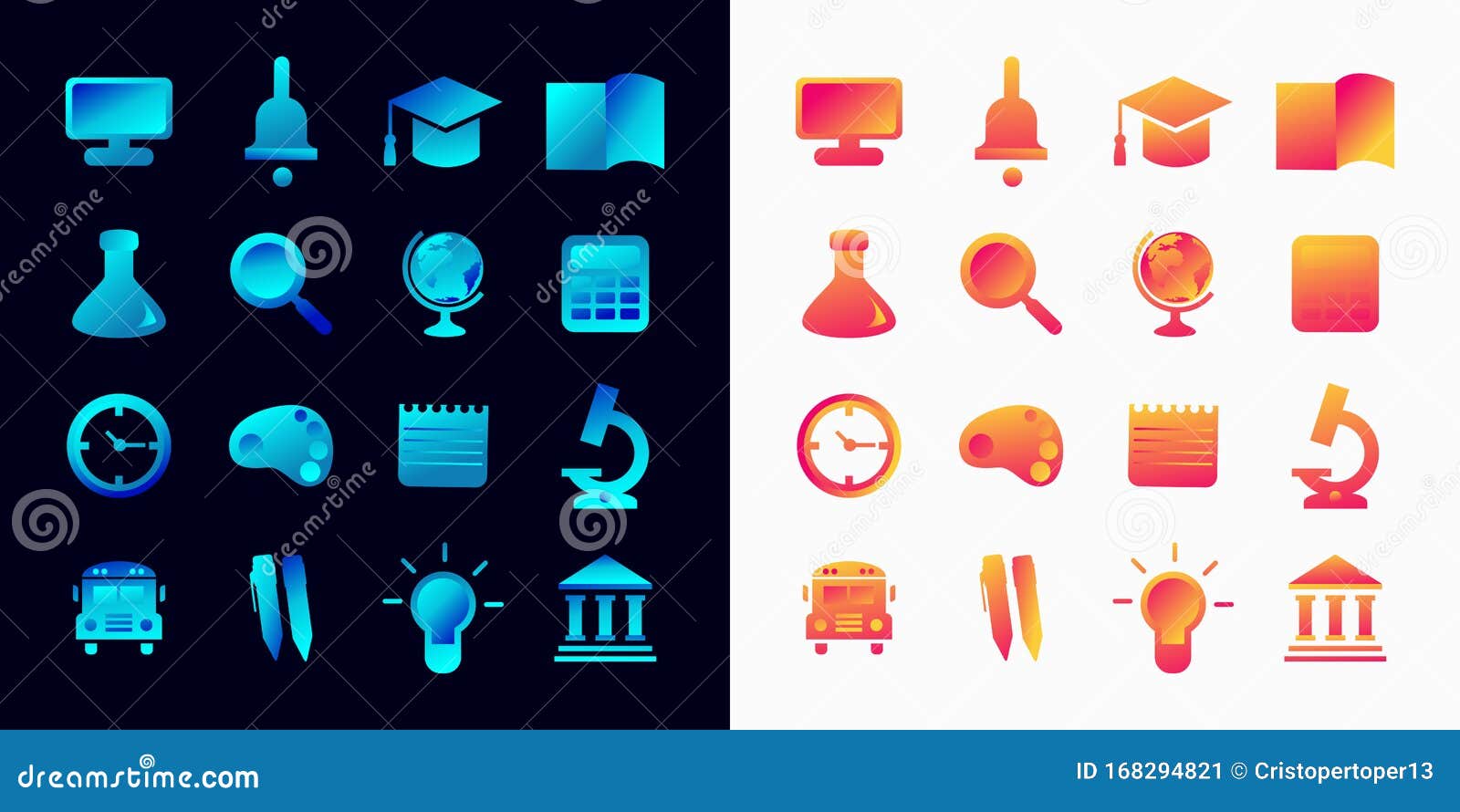 Collection of Educational Icons with Gradient Colors Stock Vector ...