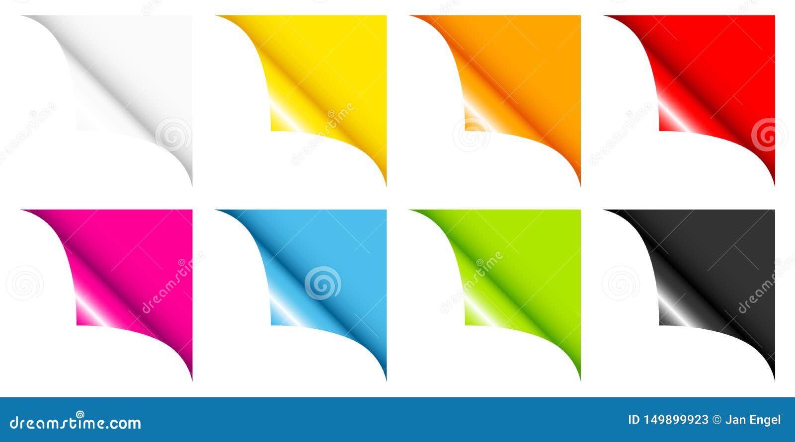 Set of Eight Colorful Web Corners Full and Angled Stock Vector ...