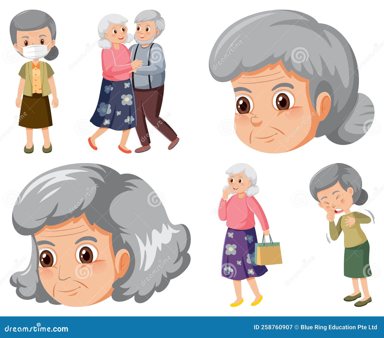 Collection of Elderly People Icons Stock Vector - Illustration of ...