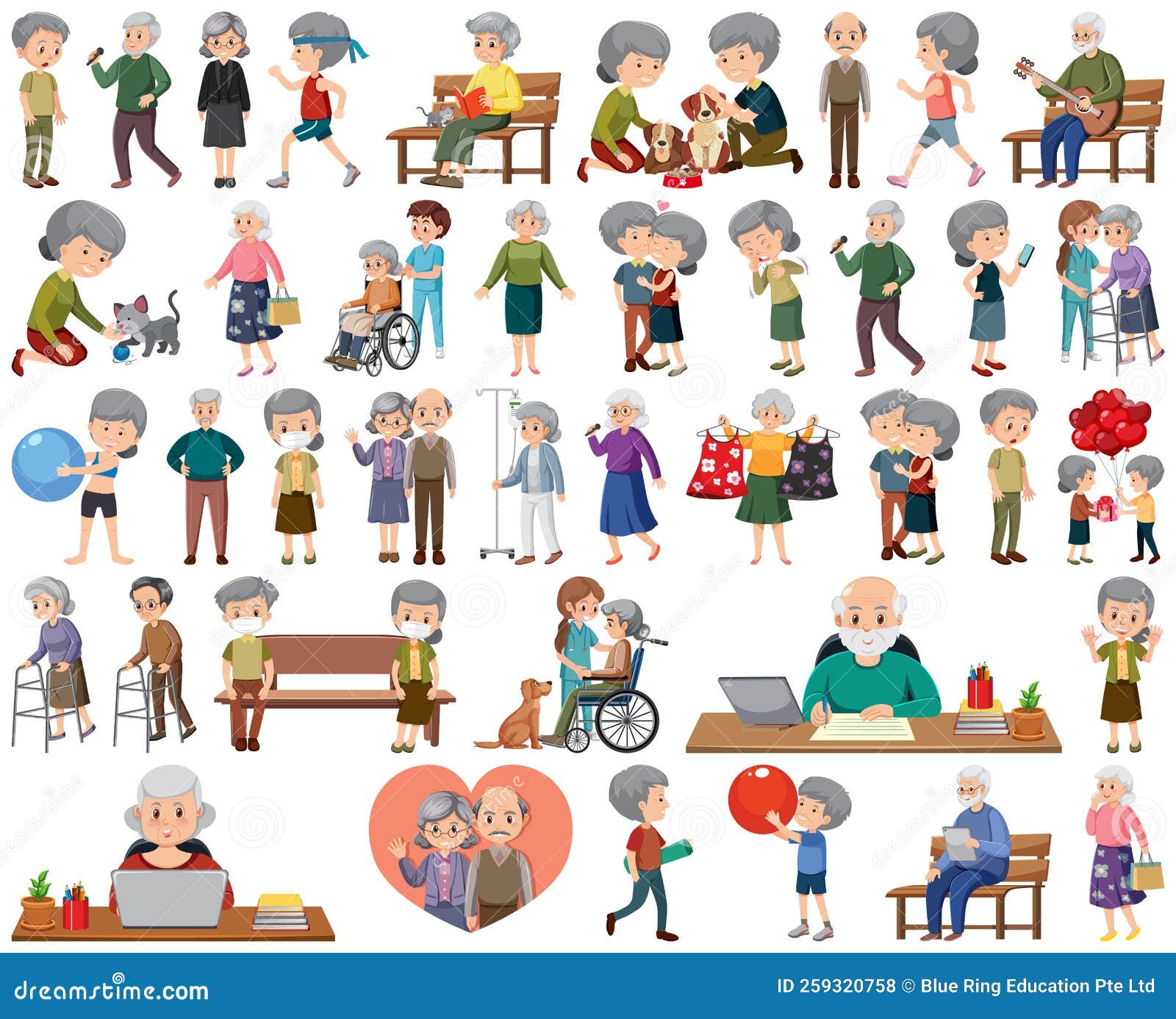 Collection of Elderly People Icons Stock Vector - Illustration of ...