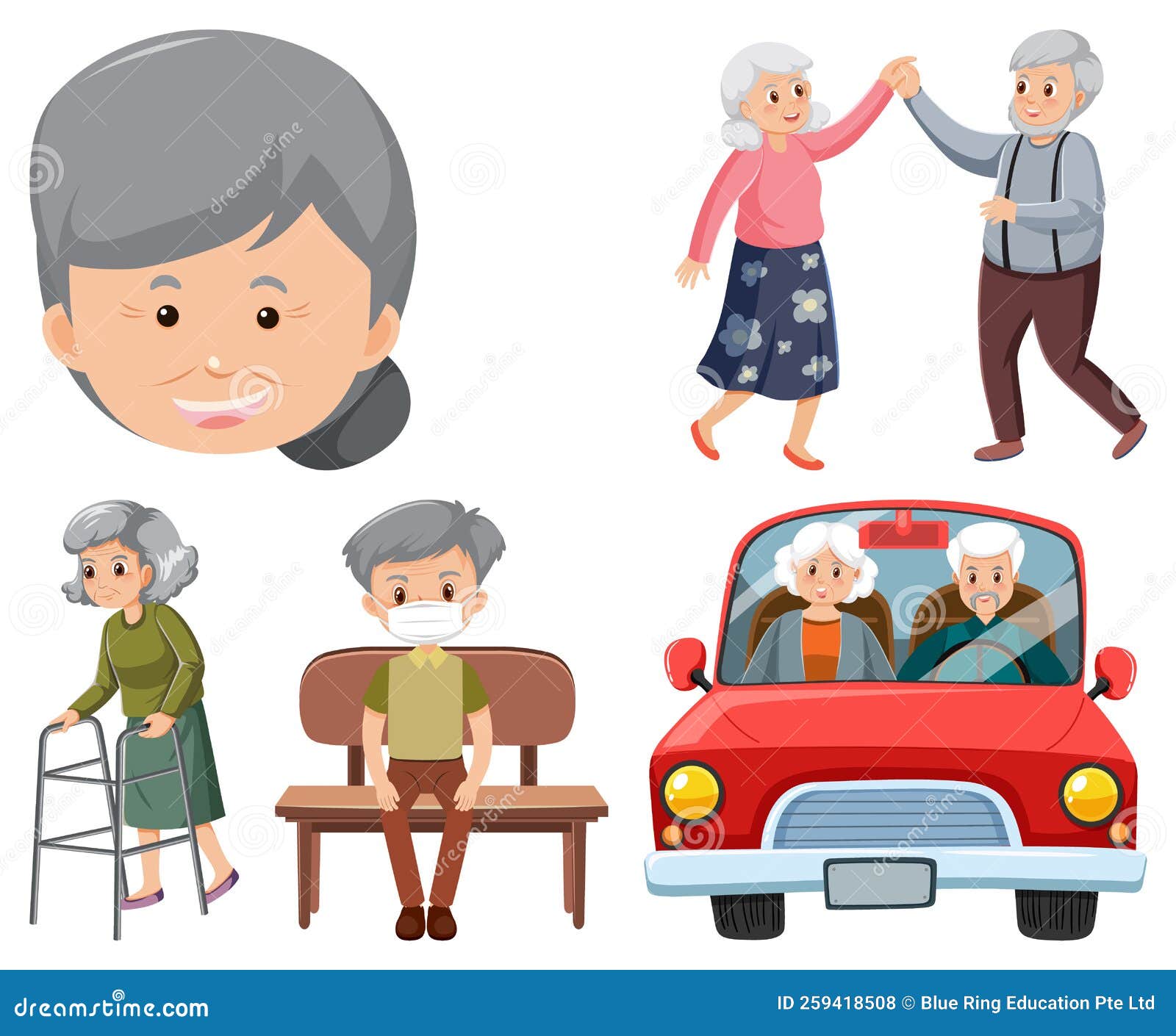 Collection of Elderly People Icons Stock Vector - Illustration of ...