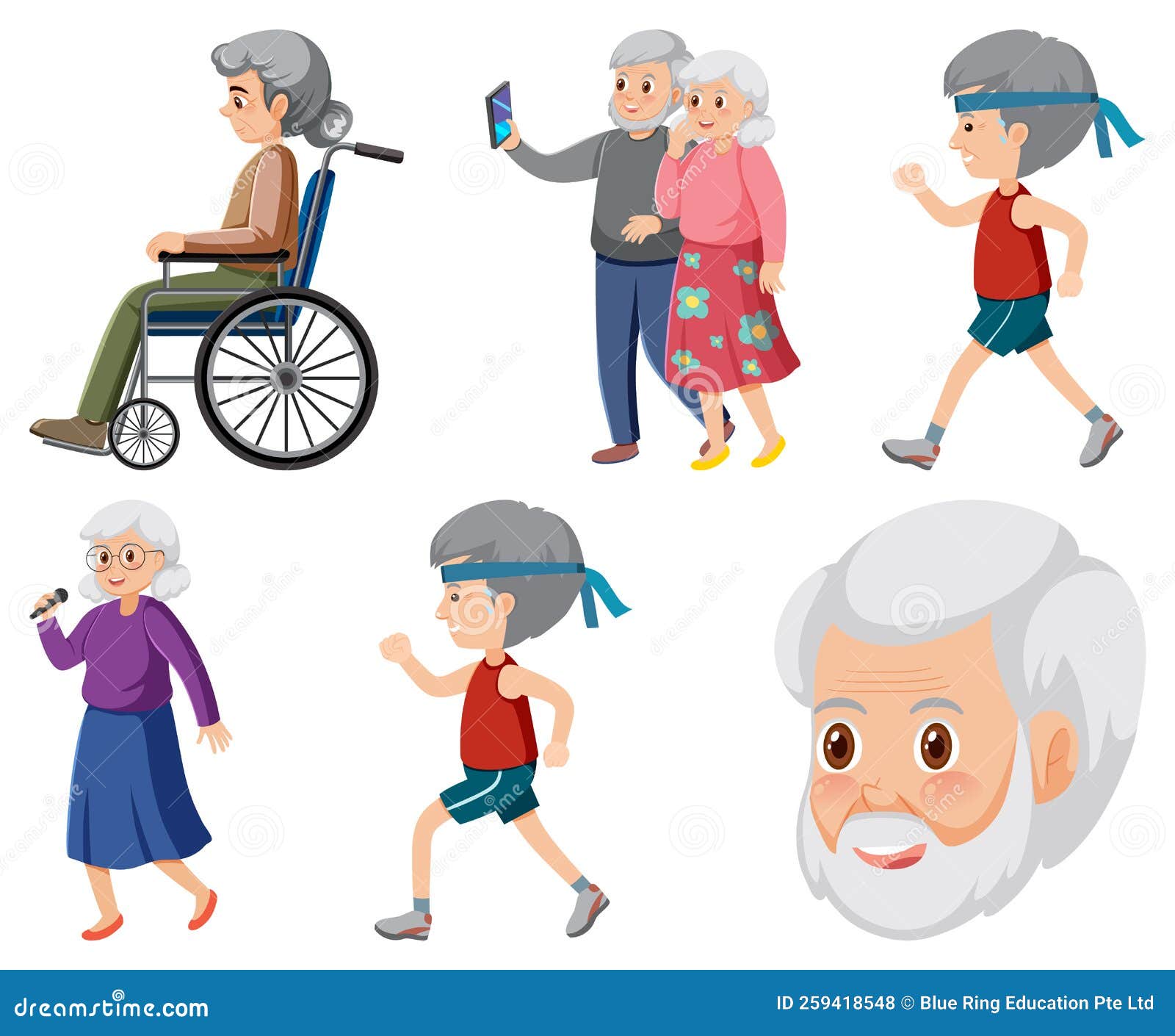 Collection of Elderly People Icons Stock Vector - Illustration of eps10 ...
