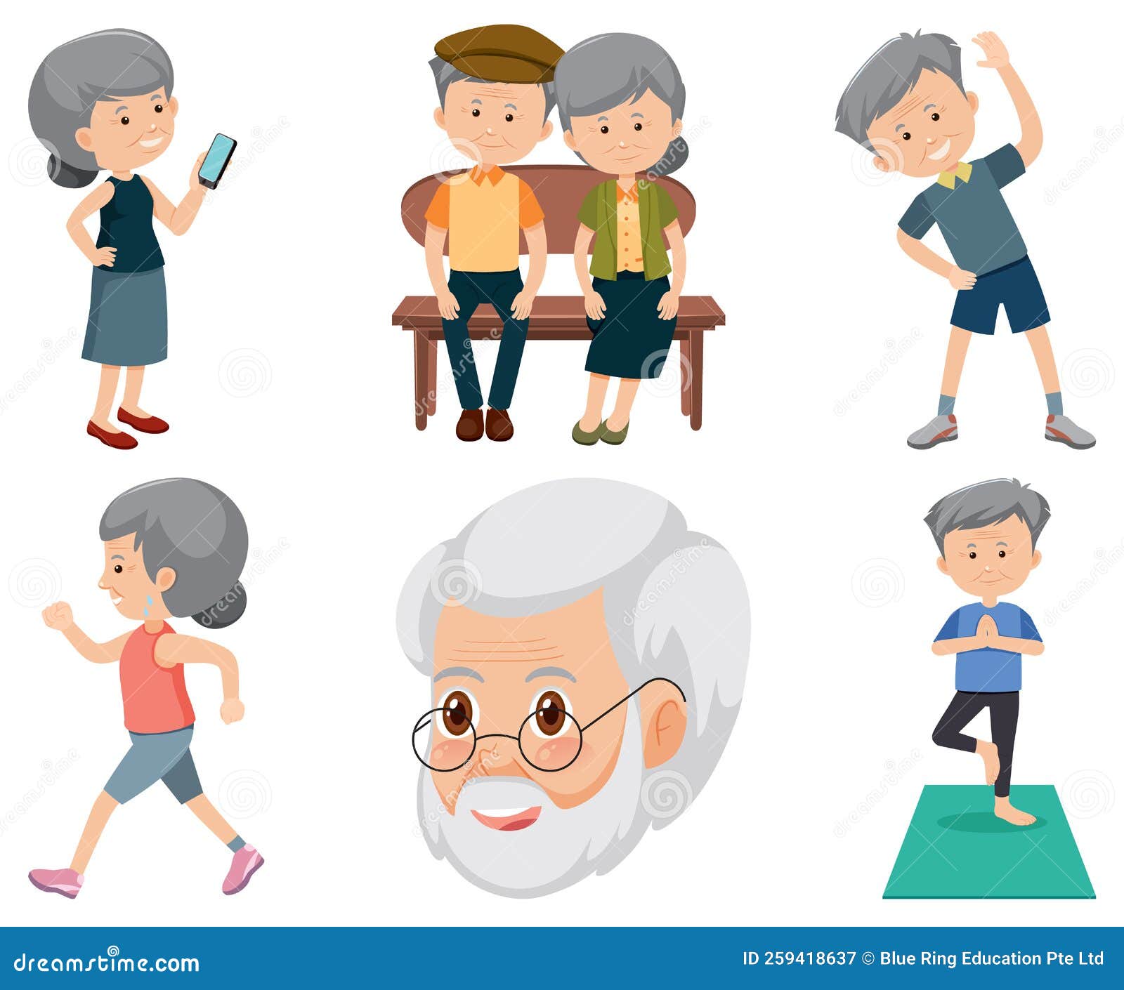 Collection of Elderly People Icons Stock Vector - Illustration of ...