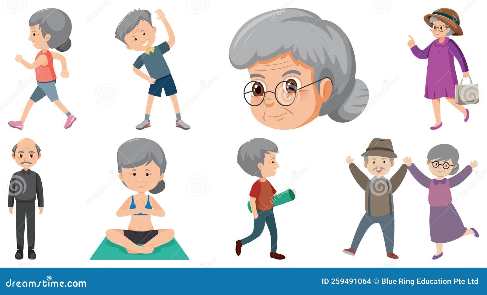 Collection of Elderly People Icons Stock Vector - Illustration of face ...