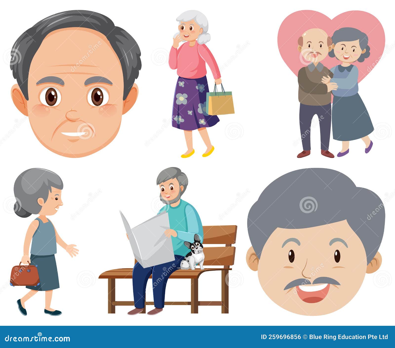 Collection of Elderly People Icons Stock Vector - Illustration of ...