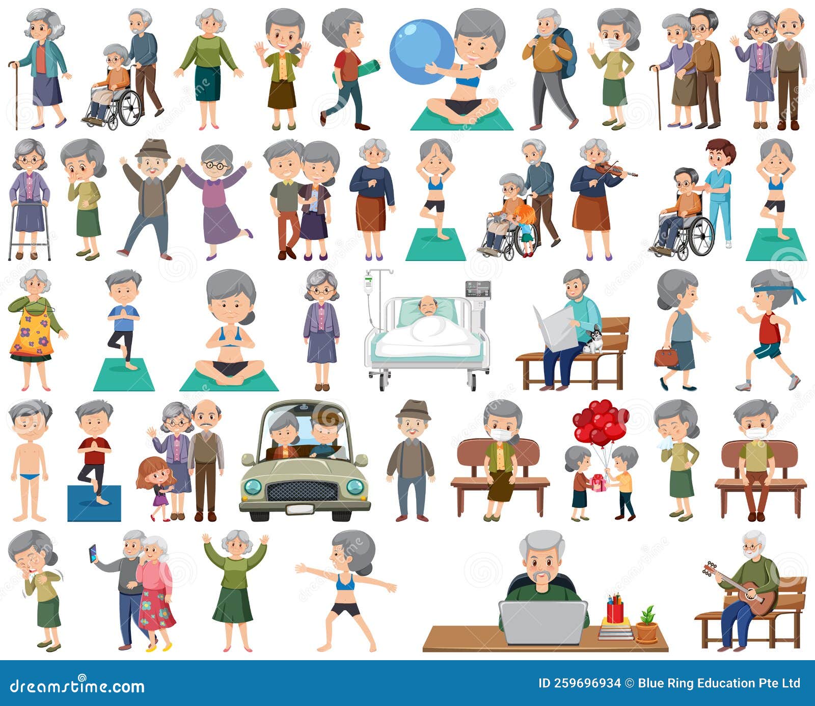 Collection of Elderly People Icons Stock Vector - Illustration of icon ...