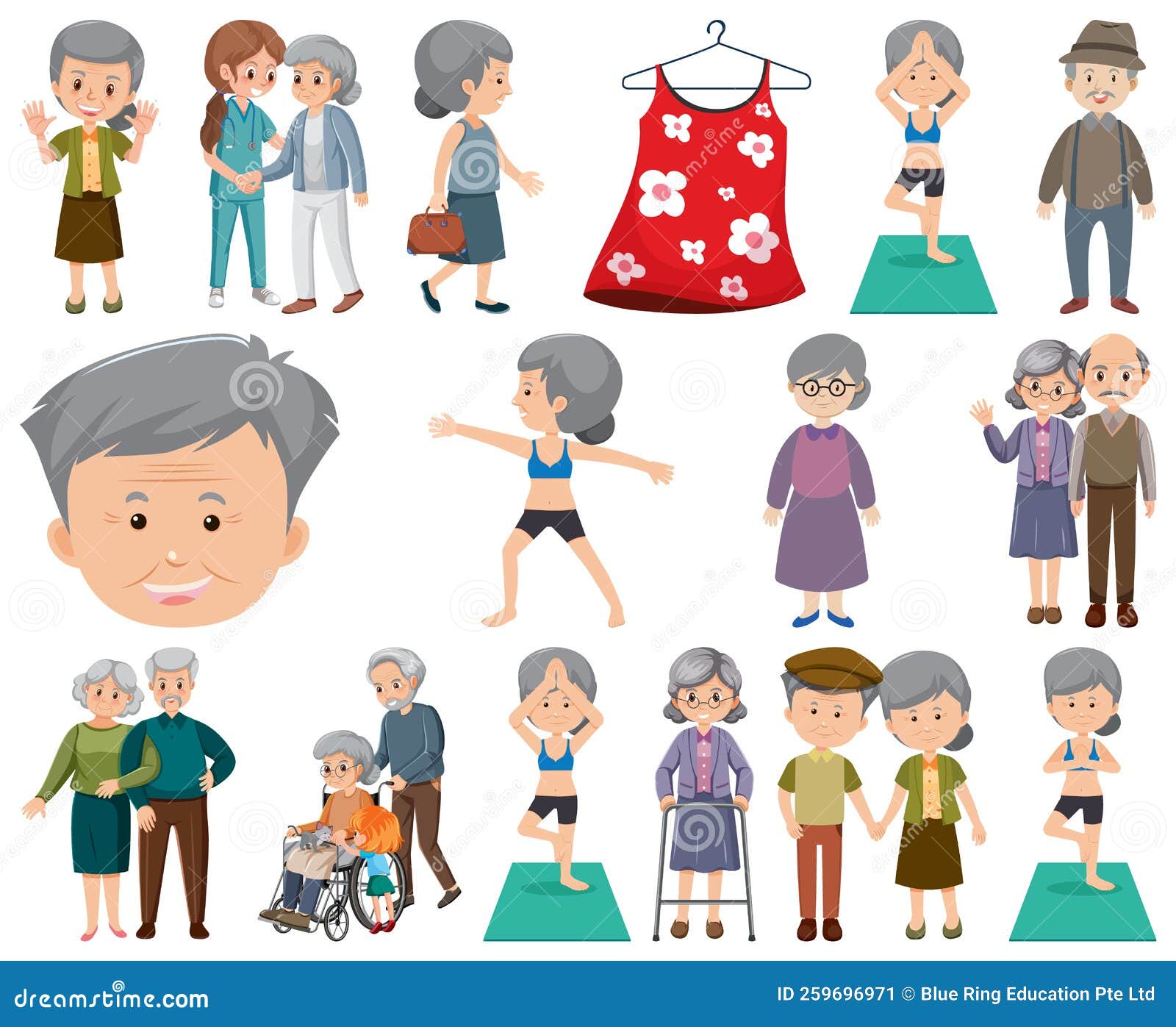 Collection of Elderly People Icons Stock Vector - Illustration of ...