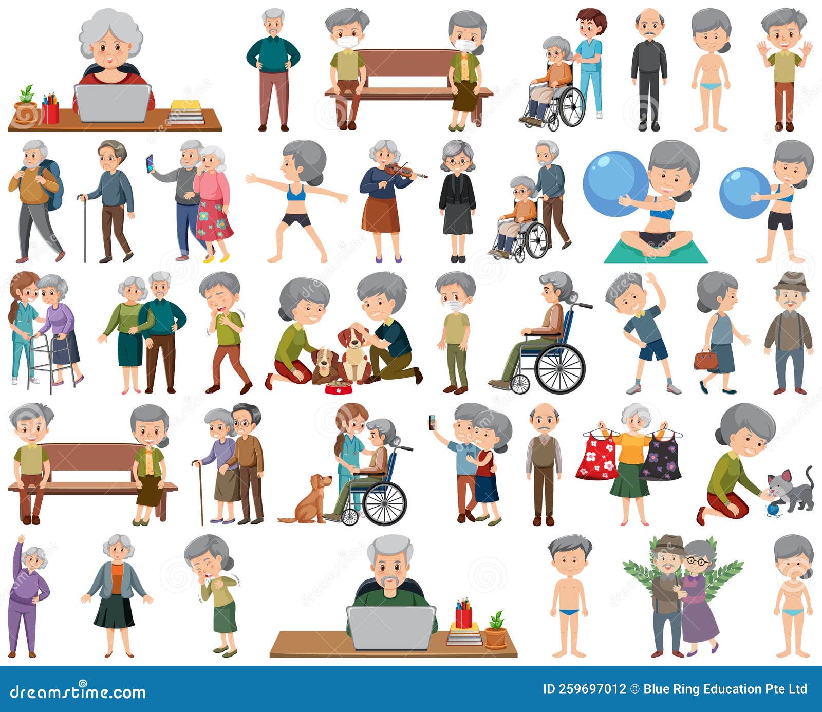 Collection of Elderly People Icons Stock Vector - Illustration of icon ...